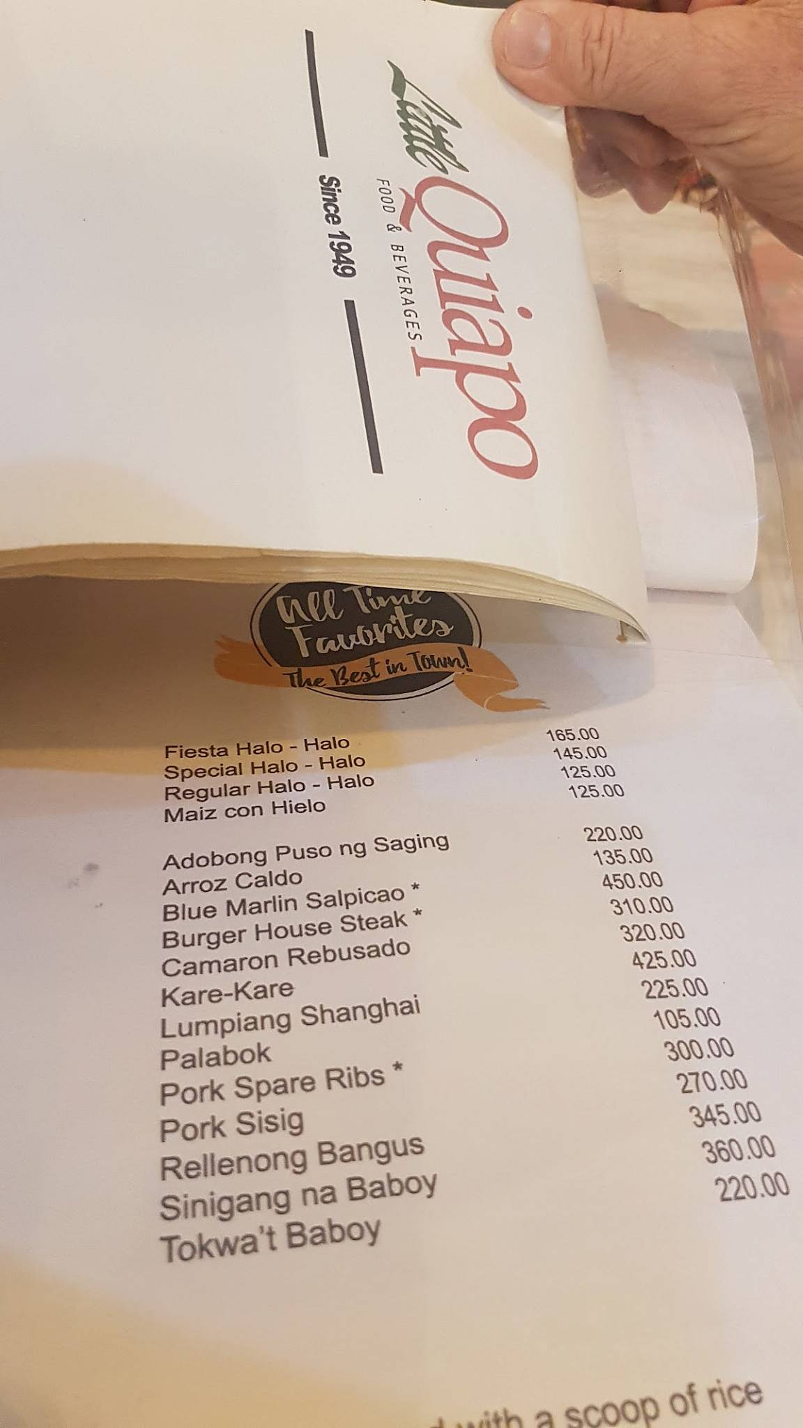Menu at Little Quiapo desserts, Quezon City