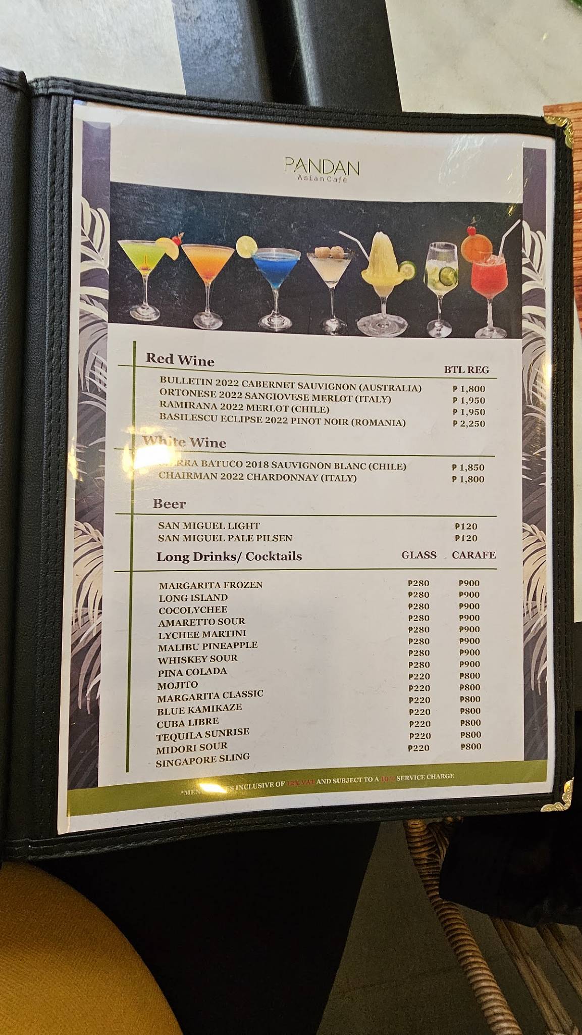 Menu at Pandan Asian Cafe, Quezon City