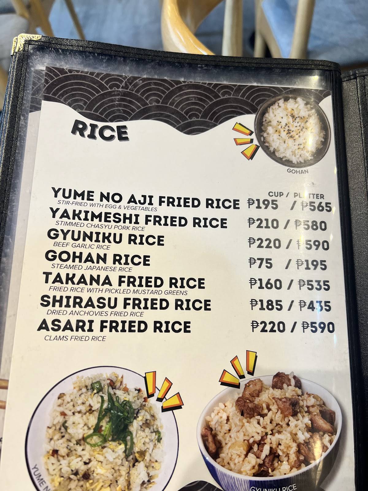 Menu at Yume No Aji restaurant, Quezon City