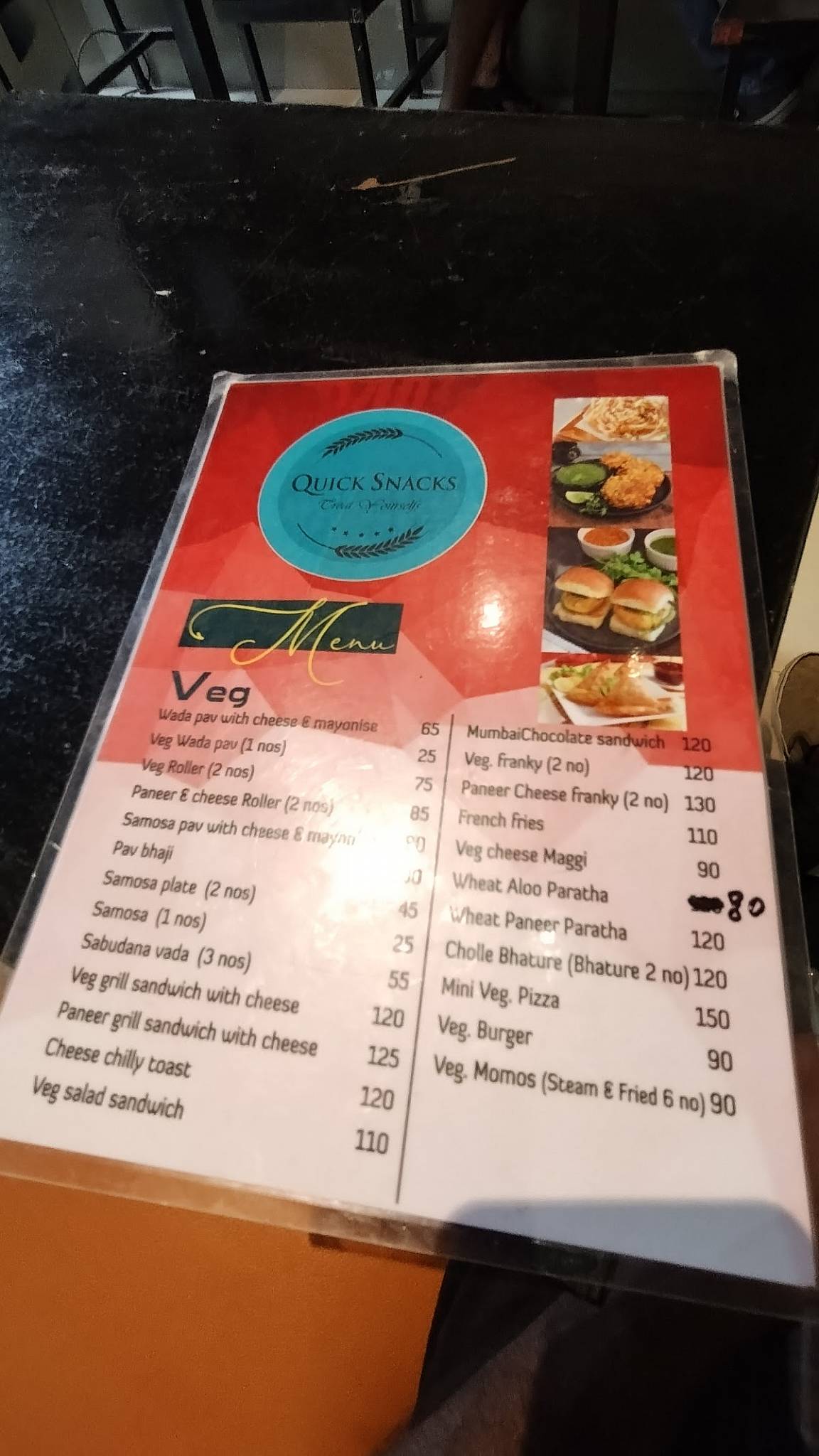 Menu at Quick Snacks, Kochi