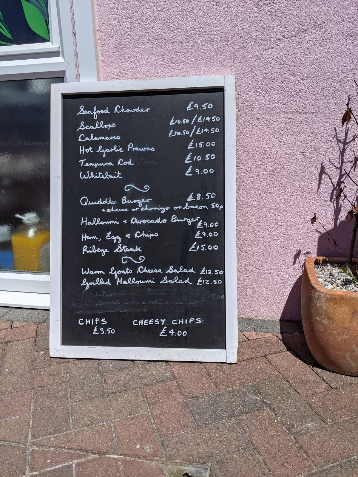 Menu at Quiddles Cafe, Portland, The Esplanade