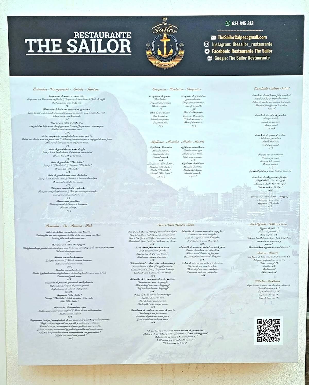 Menu at RESTAURANTE THE SAILOR., Calp