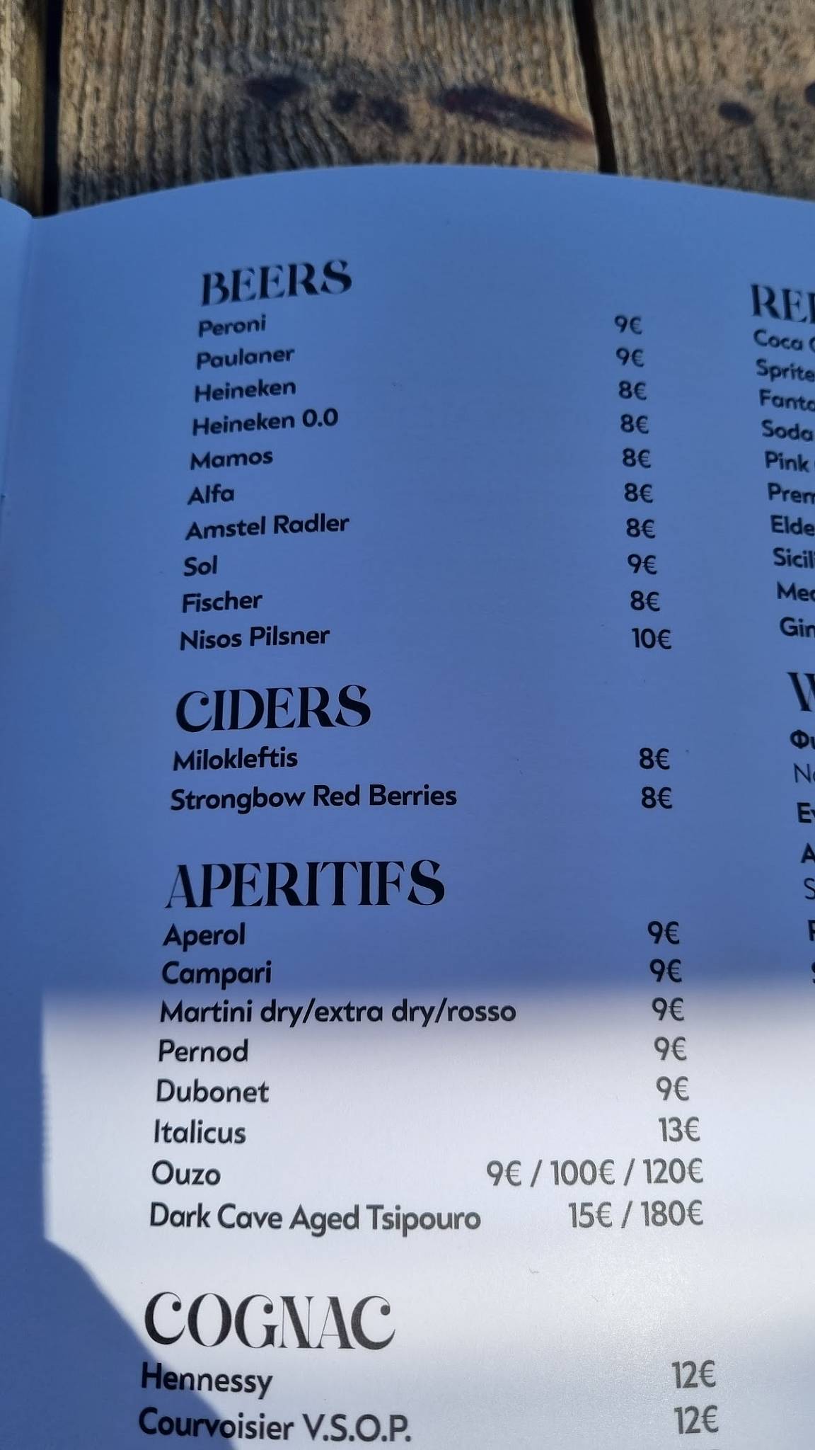 Menu at RONDA - Resto Beach-Bar, Rhodes