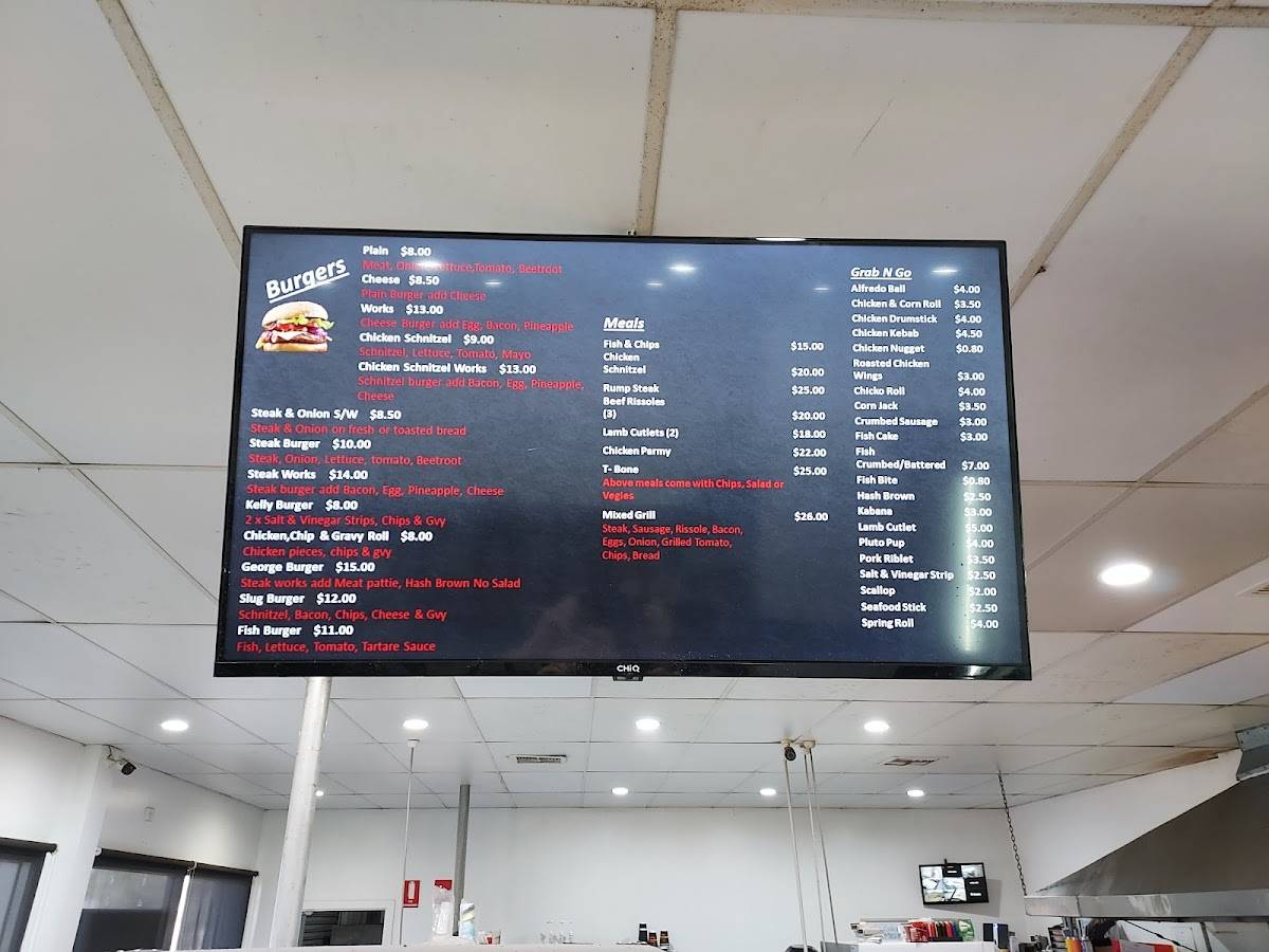 Menu at Racecourse Takeaway cafe, Moree