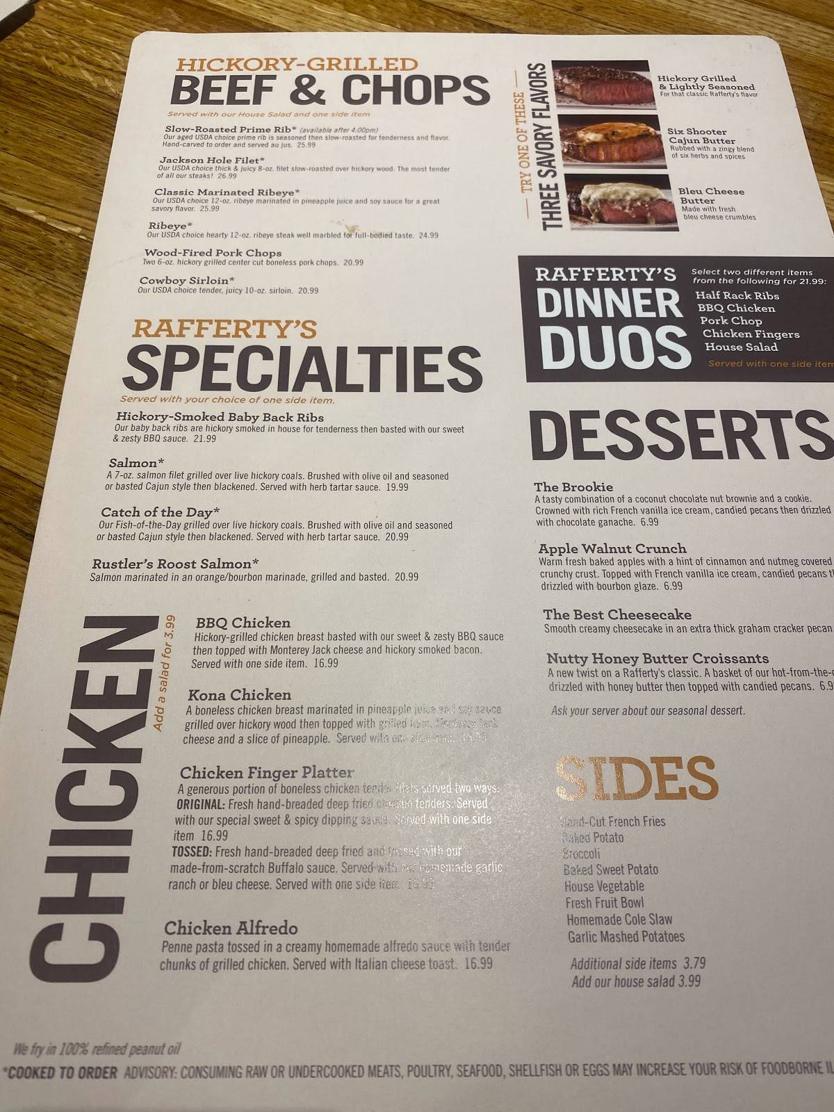 Menu at Rafferty's Restaurant & Bar, Memphis, 505 N Germantown Pkwy