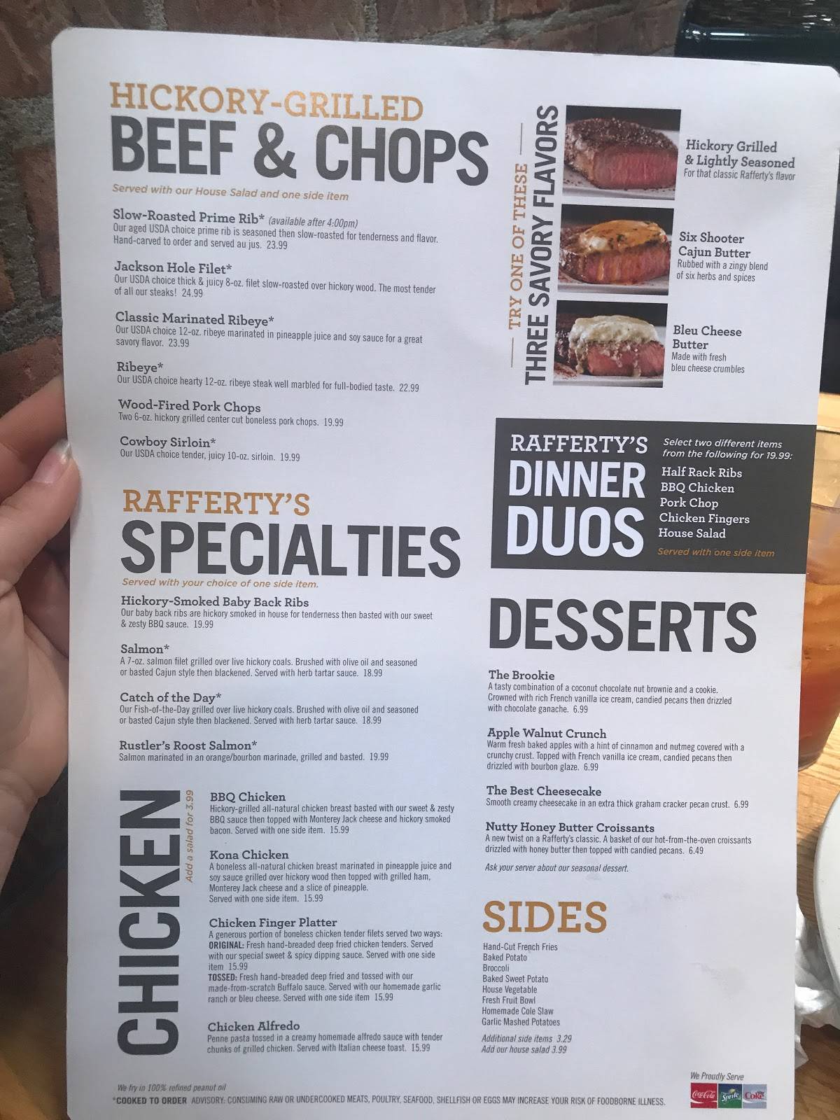 Menu at Rafferty's Restaurant & Bar, Memphis, 505 N Germantown Pkwy
