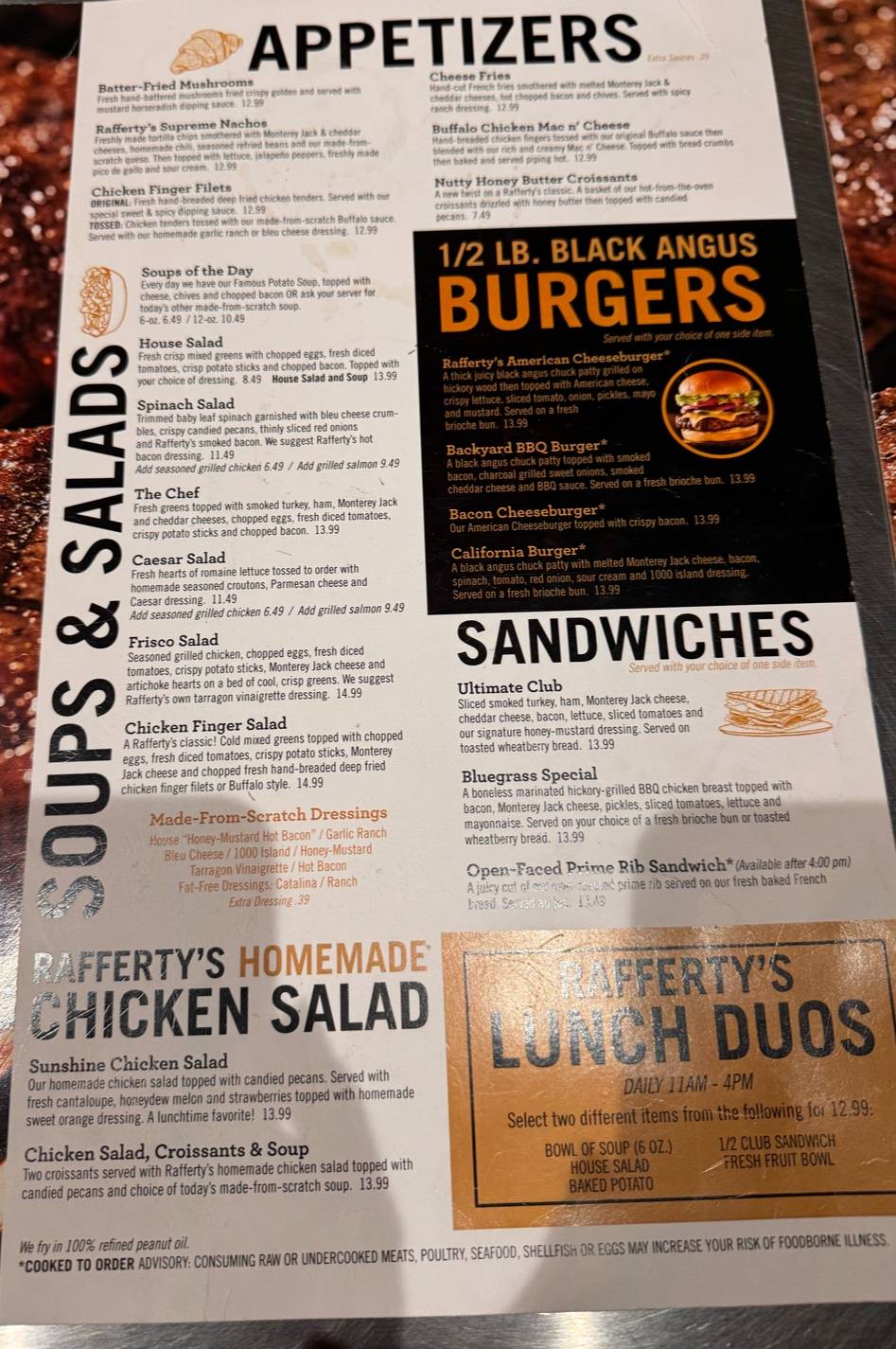 Menu at Rafferty's Restaurant & Bar, Memphis, 505 N Germantown Pkwy