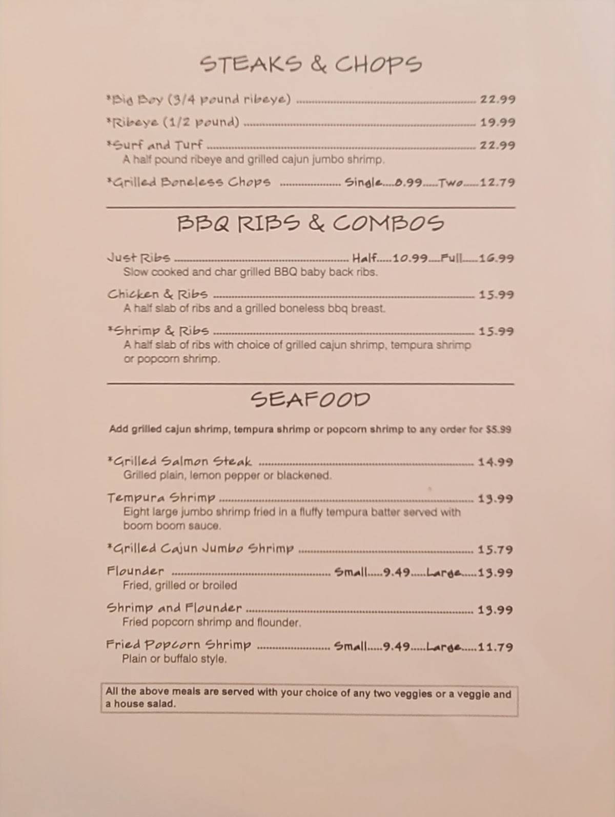 Menu at Rainbow Restaurant, Fayetteville