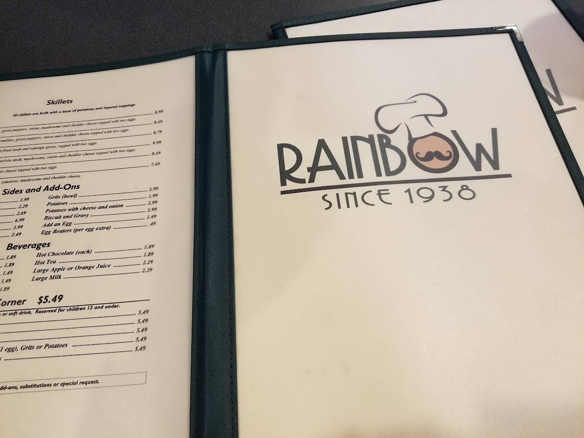 Menu at Rainbow Restaurant, Fayetteville