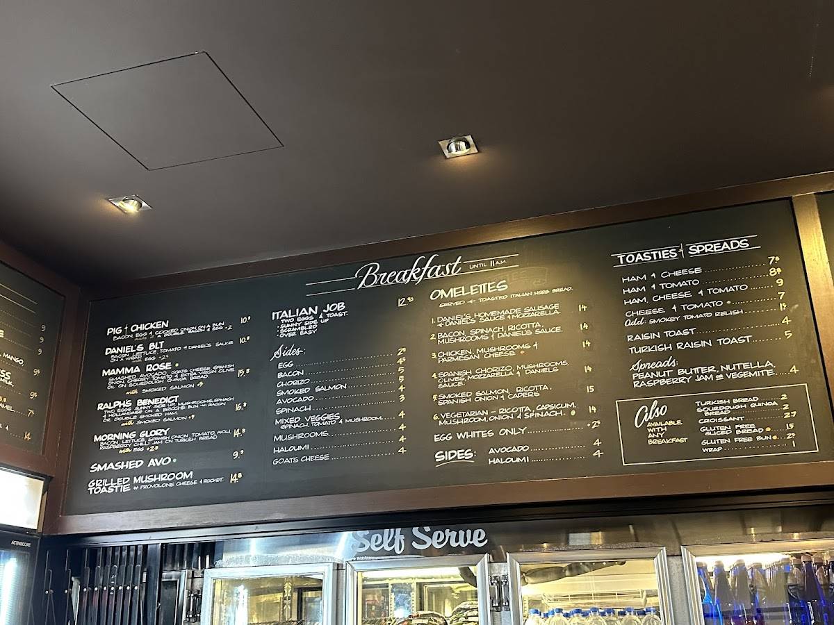 Menu at Ralph's Cafe, Camperdown, The Arena Sports Centre