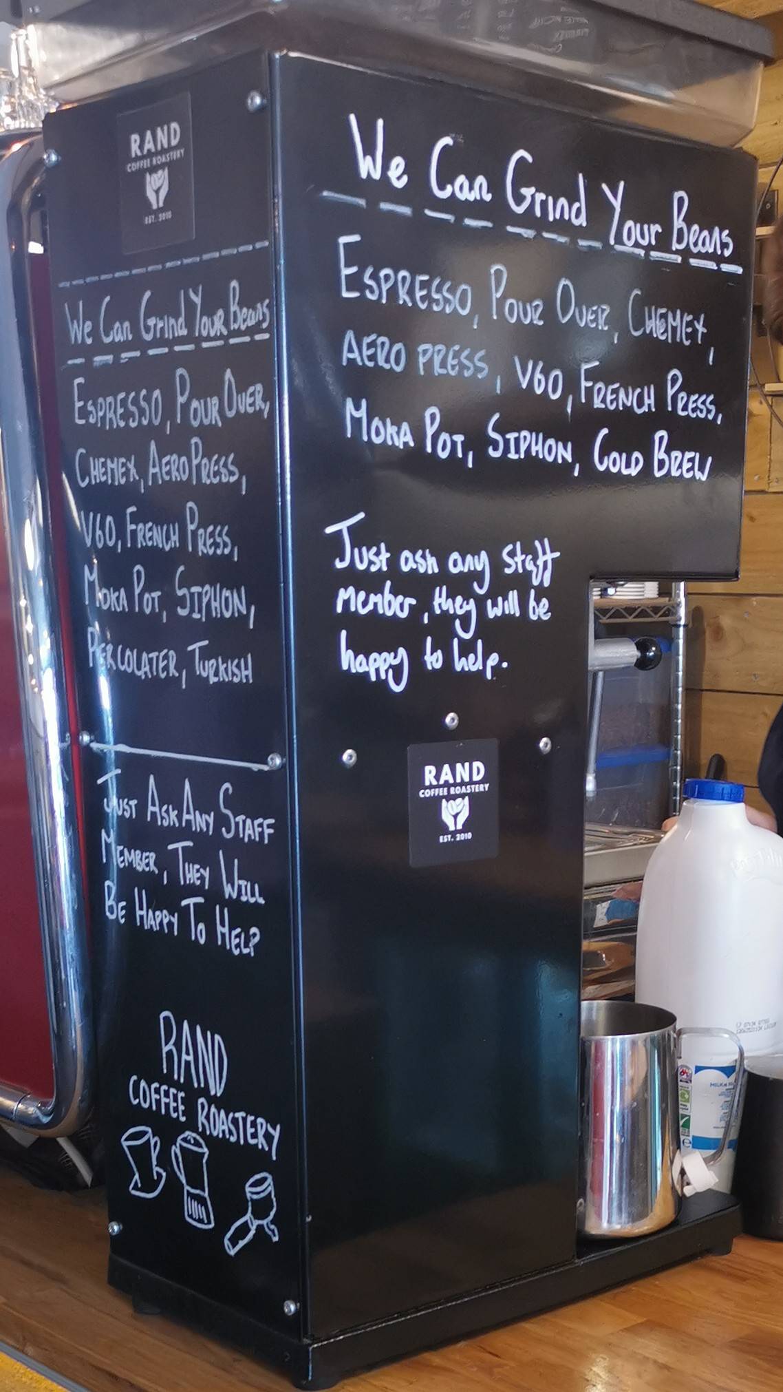 Menu at Rand Coffee Roastery cafe, Leeds, 394 A Harrogate Rd
