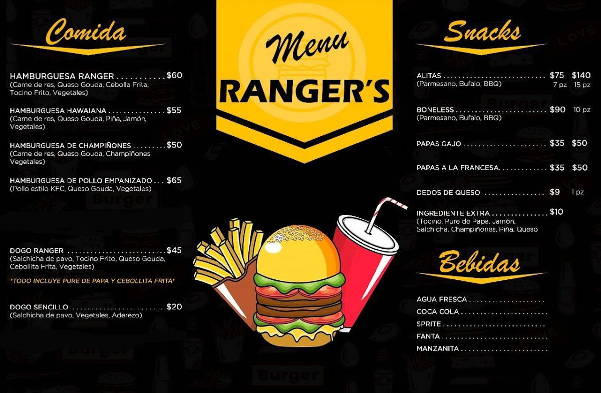 Menu at Rangers restaurant, Guadalajara