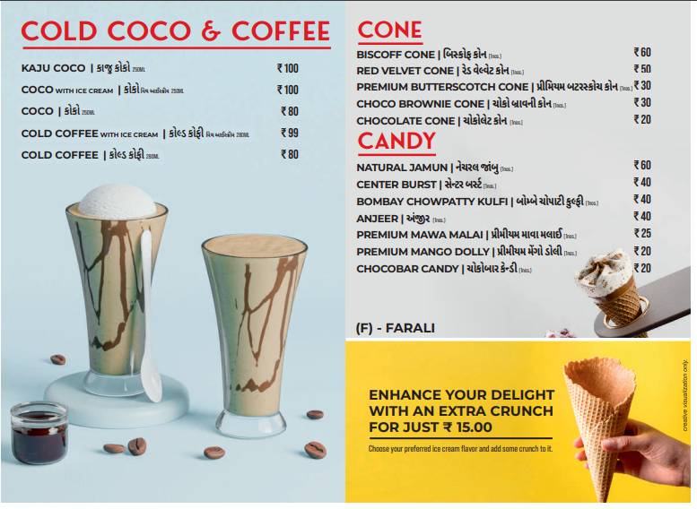 Menu at Rangoli Ice Cream Panchayat Road Amreli Best Ice Cream Parlour ...