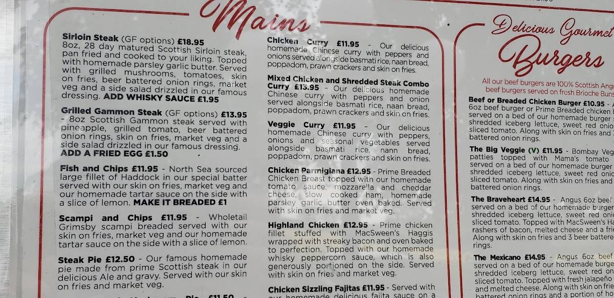 Menu at Ratho Park pub & bar, Edinburgh, 101 Dalmahoy Rd