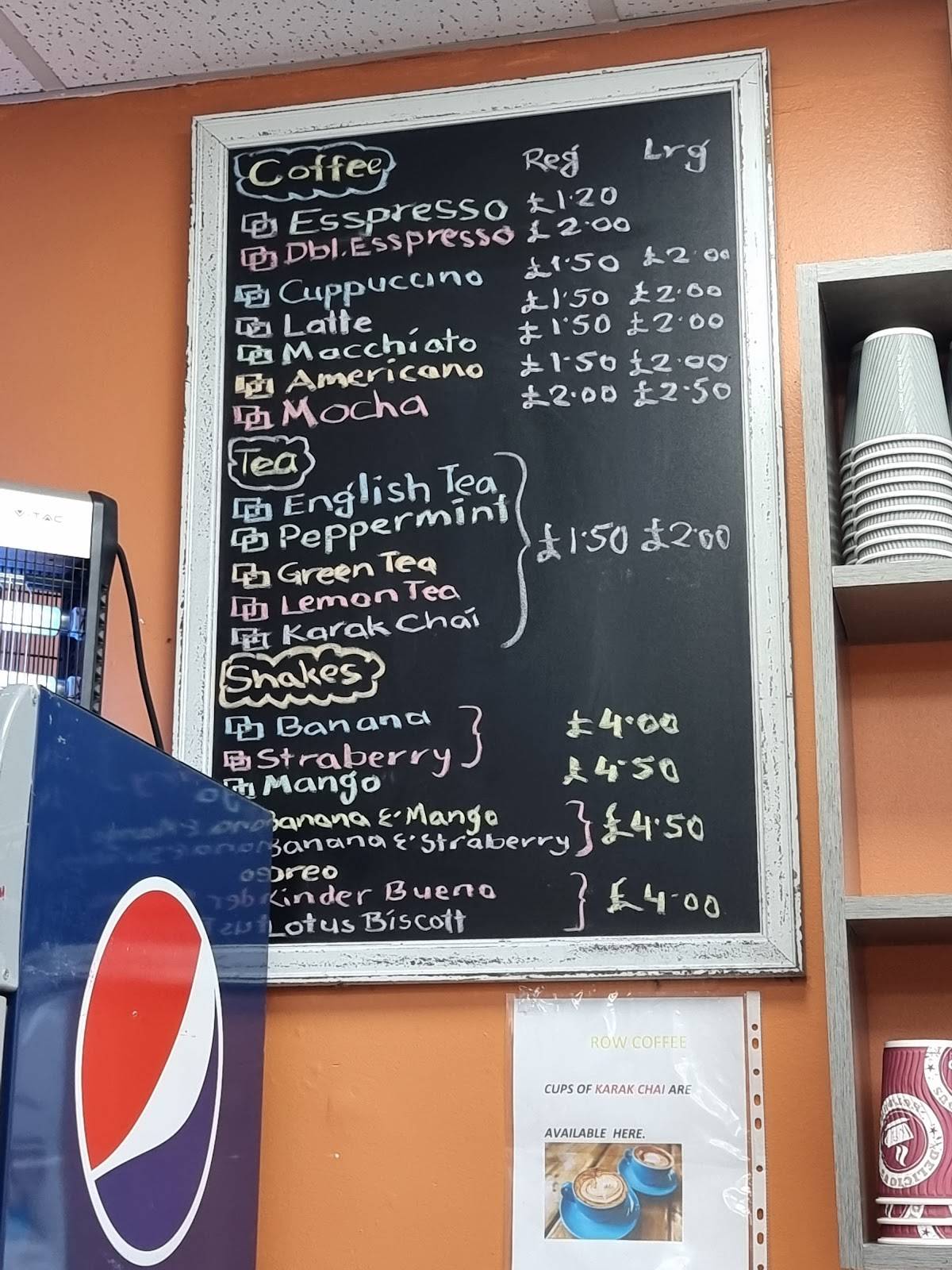 Menu at Raw Coffee, London