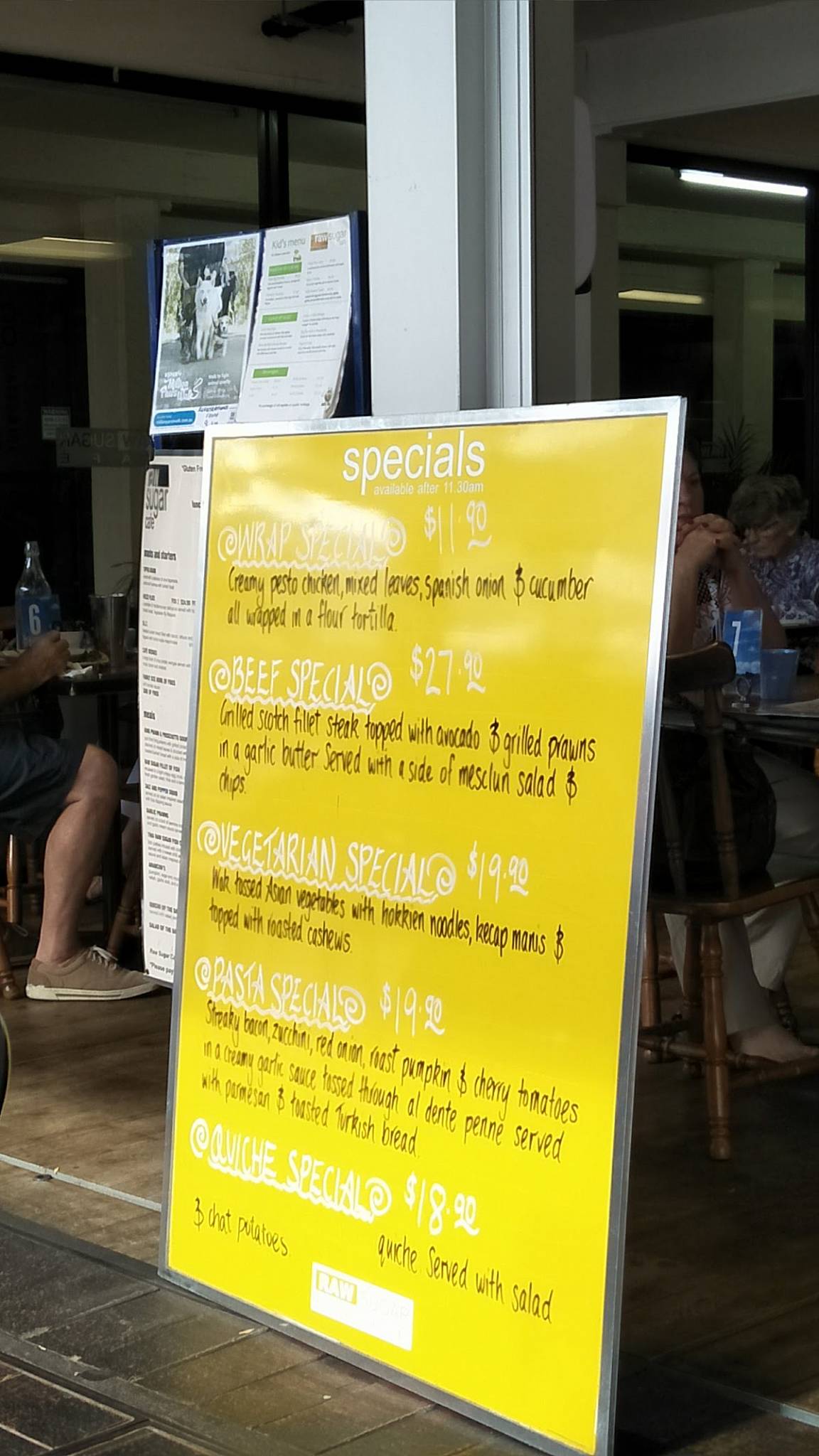 Menu at Raw Sugar Cafe, Taree