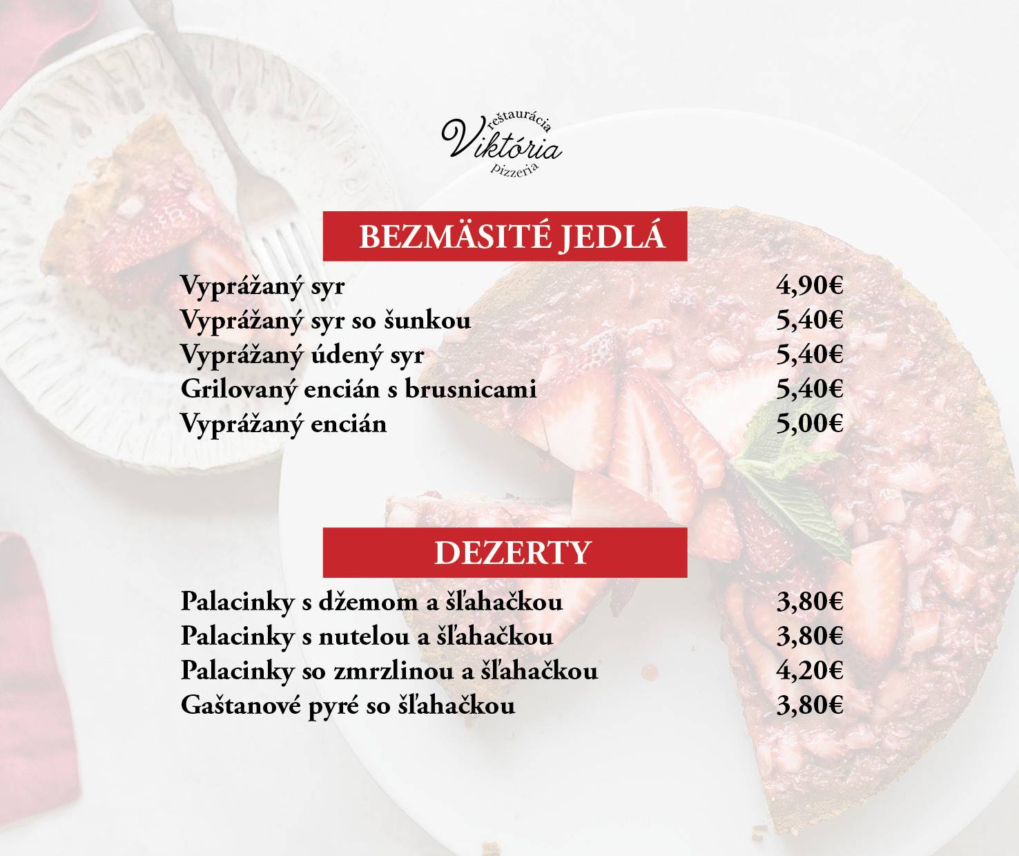 Speisekarte von Reštaurácia Viktória restaurant, Bernolákovo