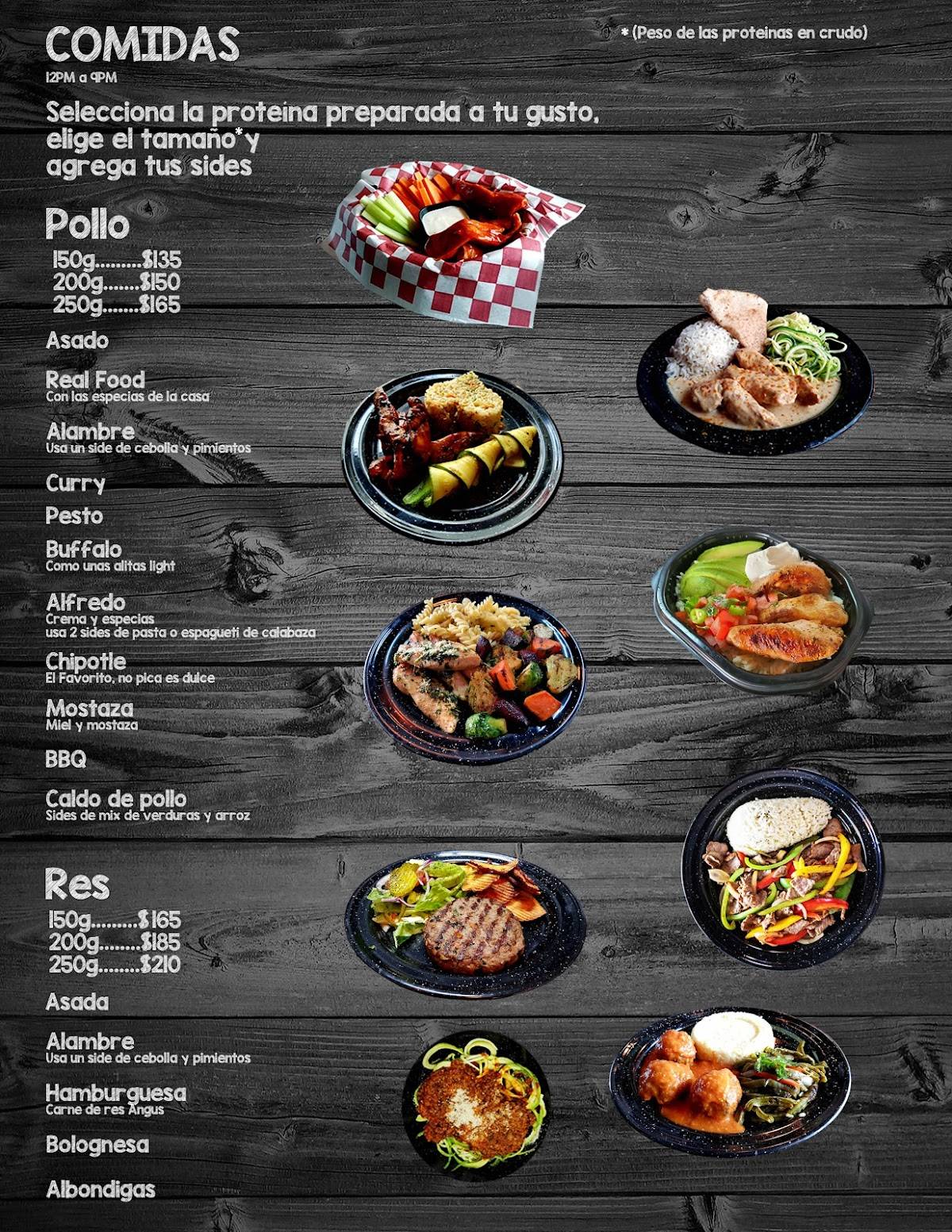 Menu at Real Food Huayacan restaurant, Cancún