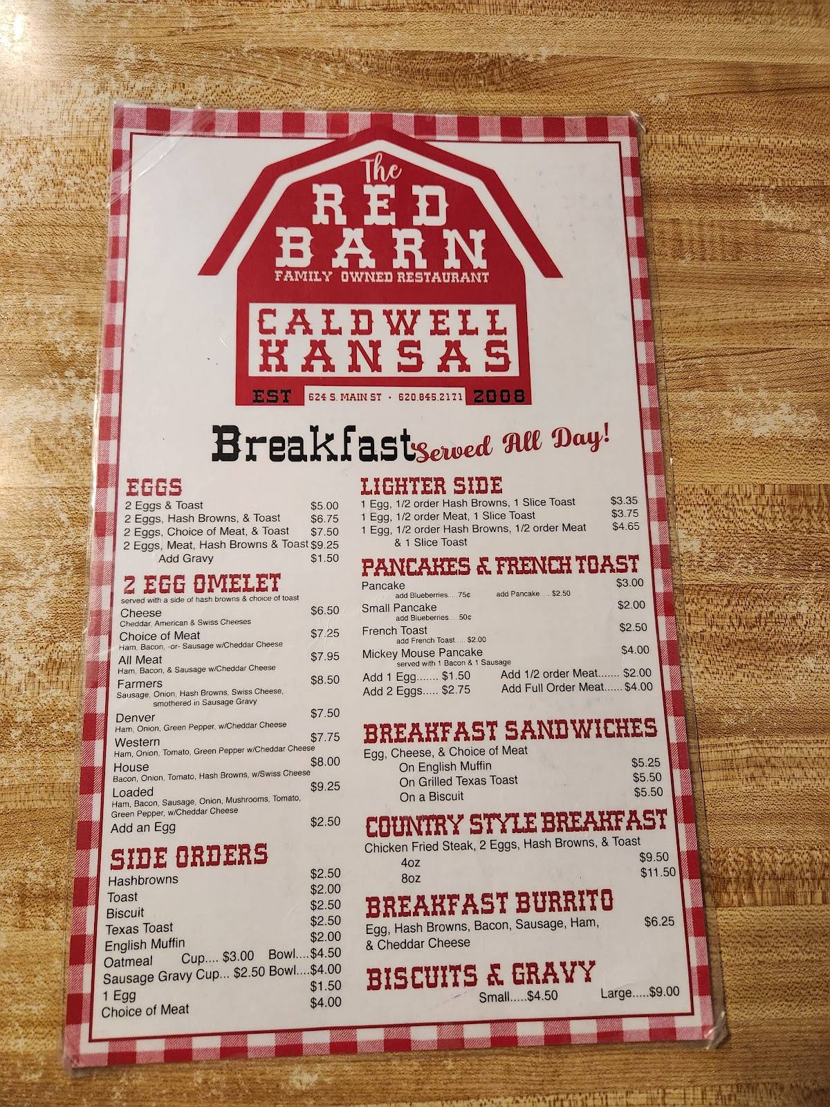 Menu at Red Barn Family Restaurant, Caldwell