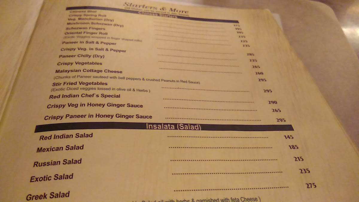Menu at Red Indian Sizzlers, Mumbai, Telephone Exchange