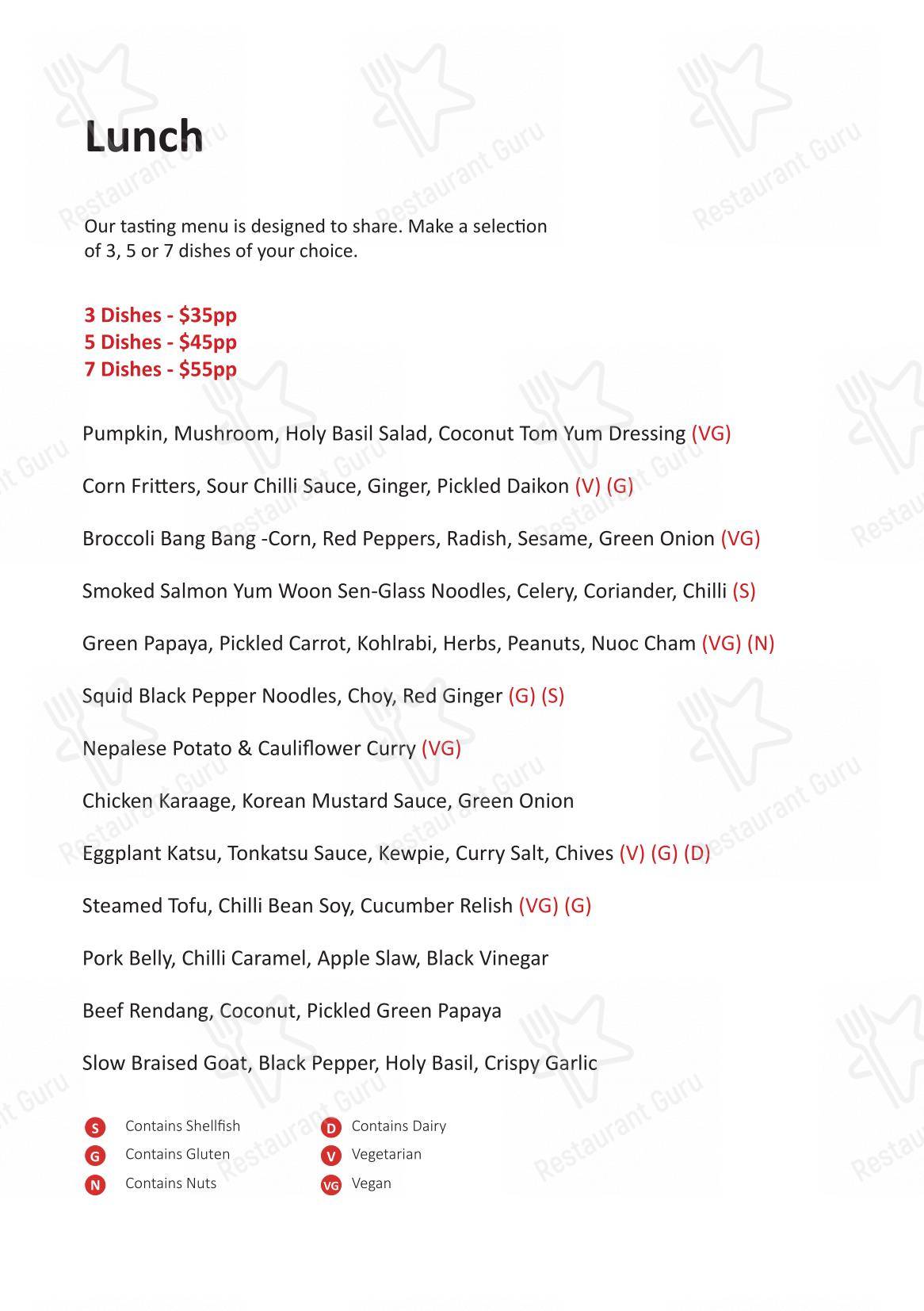 Menu at Red Spice Road restaurant, Melbourne, 141 Queen St