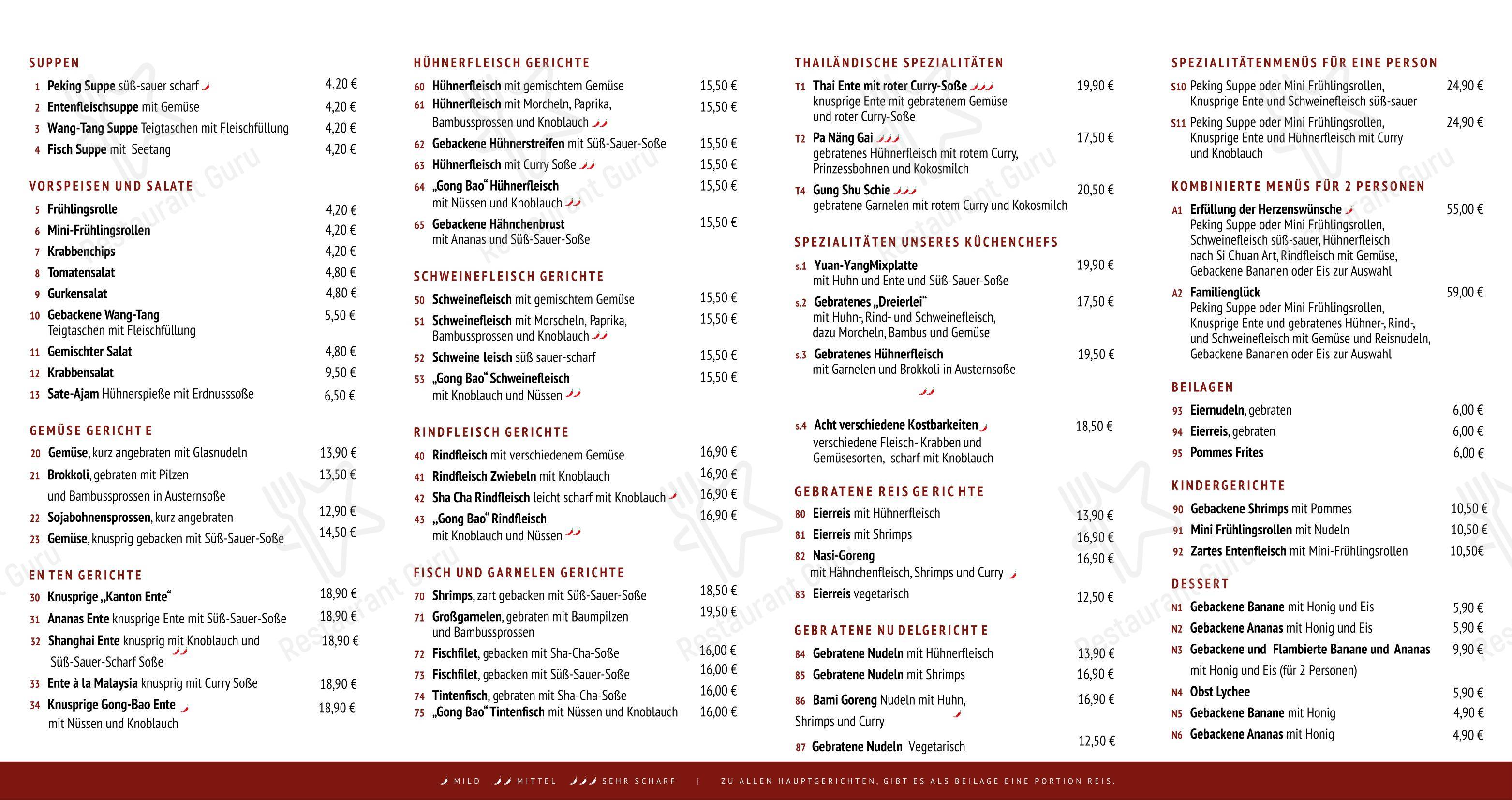 Speisekarte von Red Sun Restaurant, Mettmann