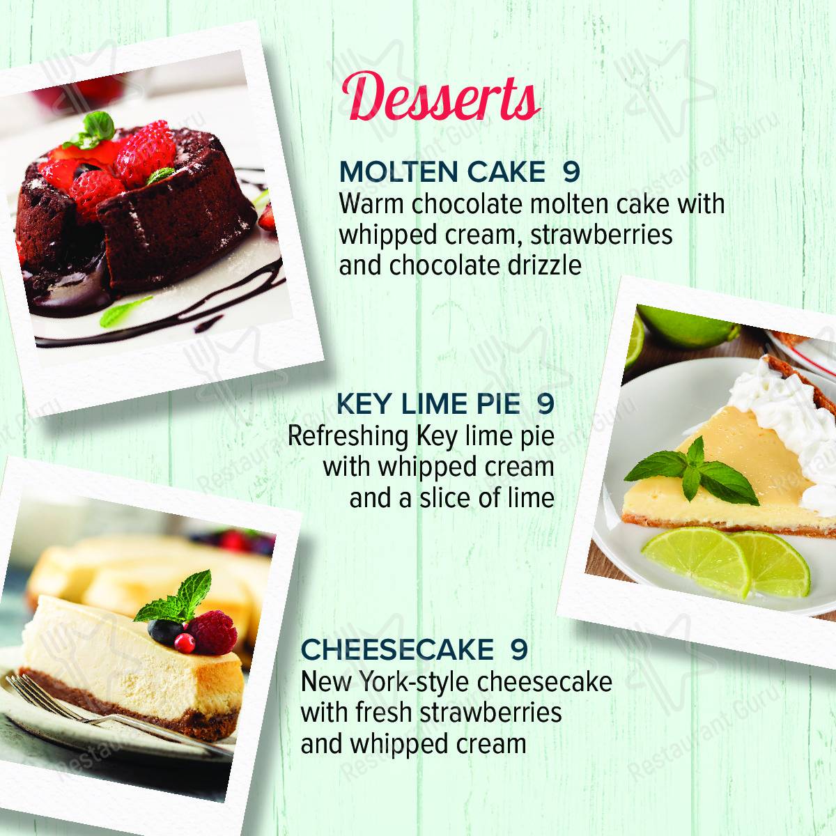 Menu at Reflections Bar & Grill, Riviera Beach