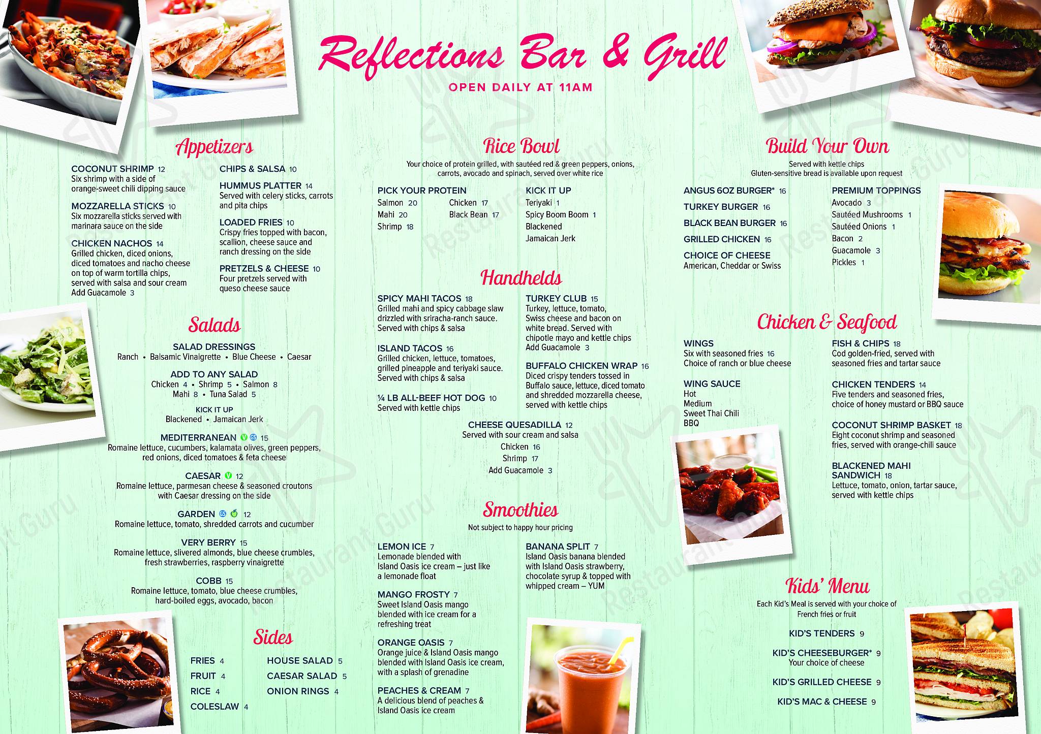 Menu at Reflections Bar & Grill, Riviera Beach