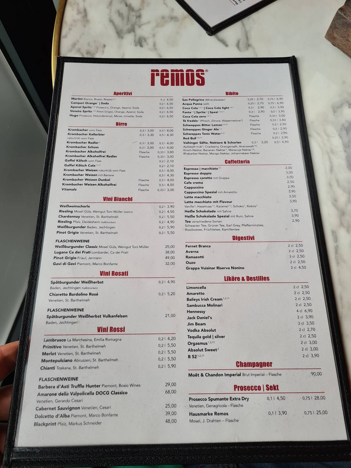 Speisekarte von remos Koblenz pizza, Koblenz