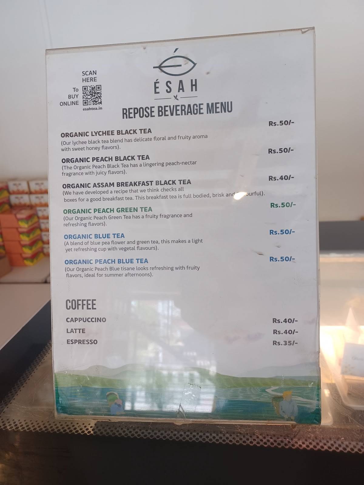 Menu at Repose Bakery, Guwahati, 4RMC+95W