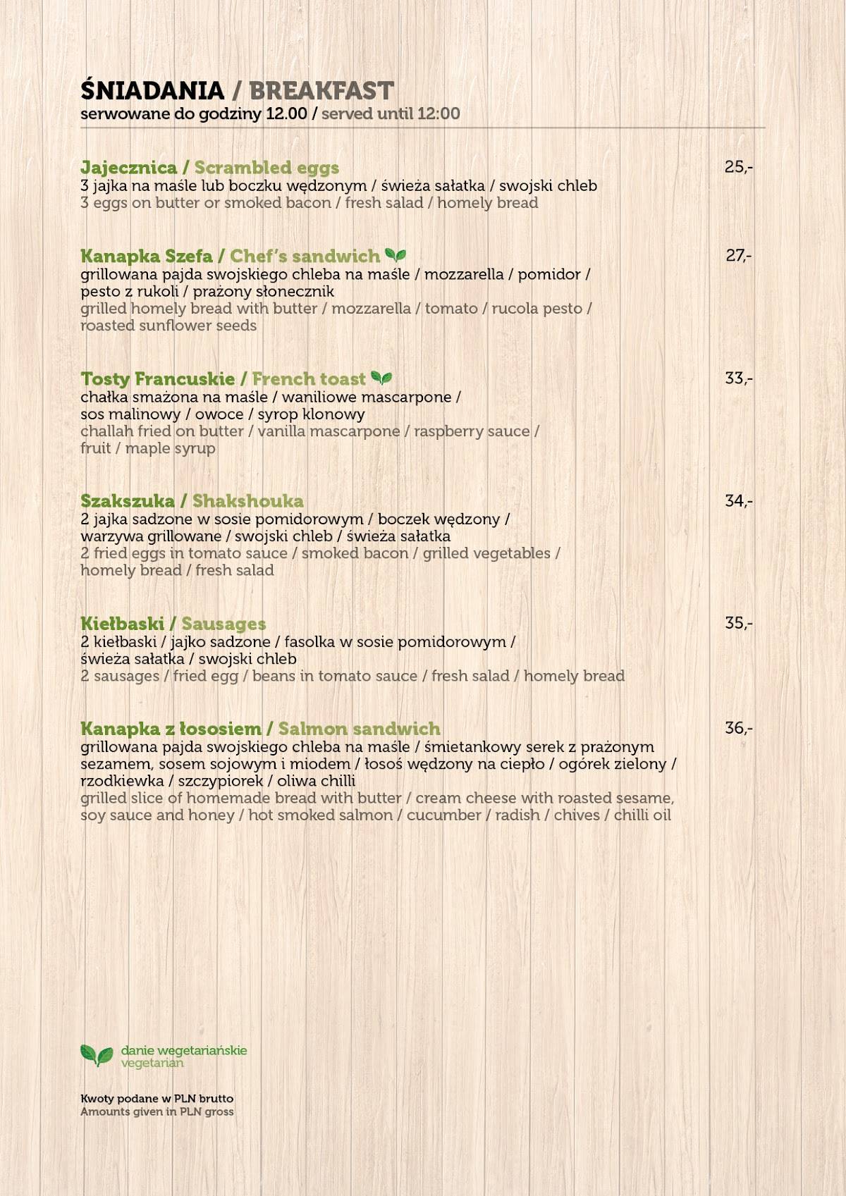 Menu at Restauracja Mała Czarna restaurant, Oswiecim