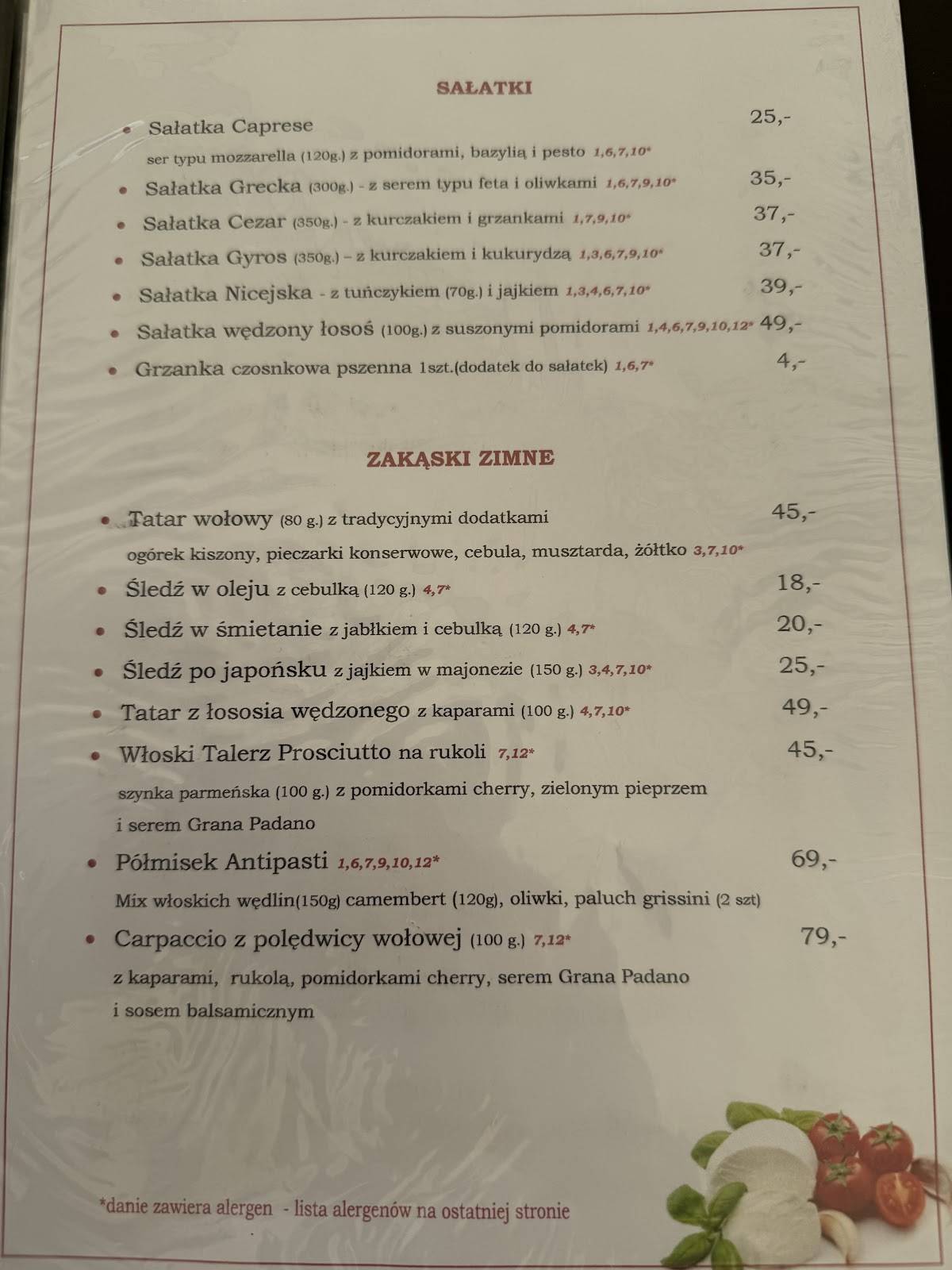 Menu at Restauracja Victoria restaurant, Busko-Zdrój, Park Zdrojowy