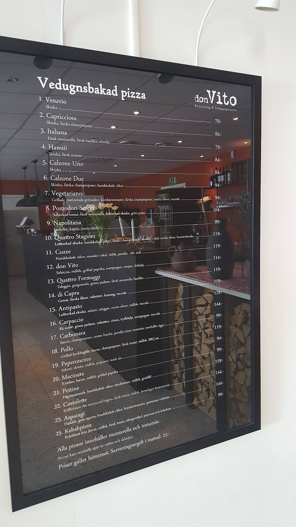 Menu at Restaurang Don Vito restaurant, Skellefteå