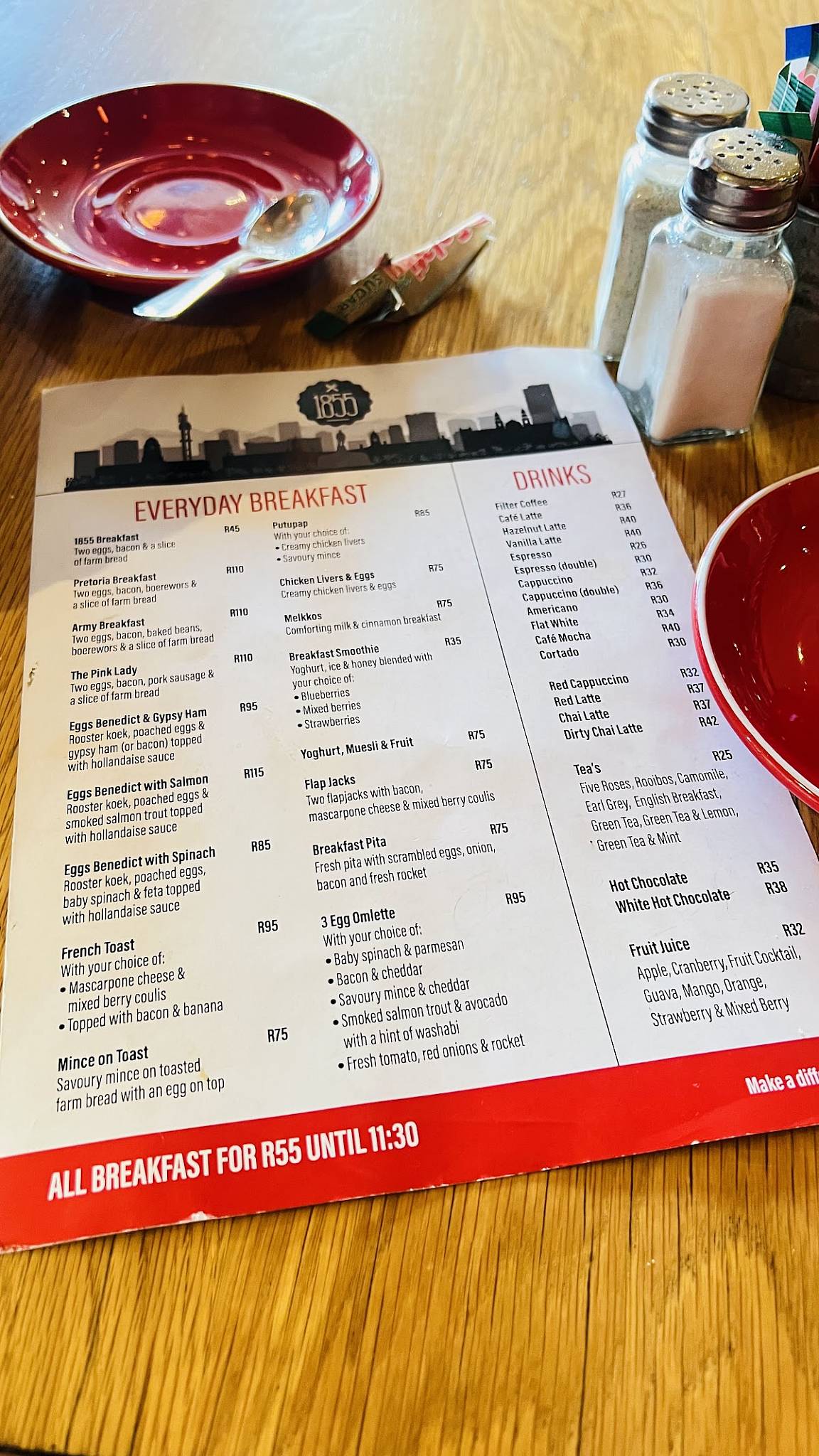 Menu at 1855 Lynnwood restaurant, Pretoria, Bridge Shopping Centre