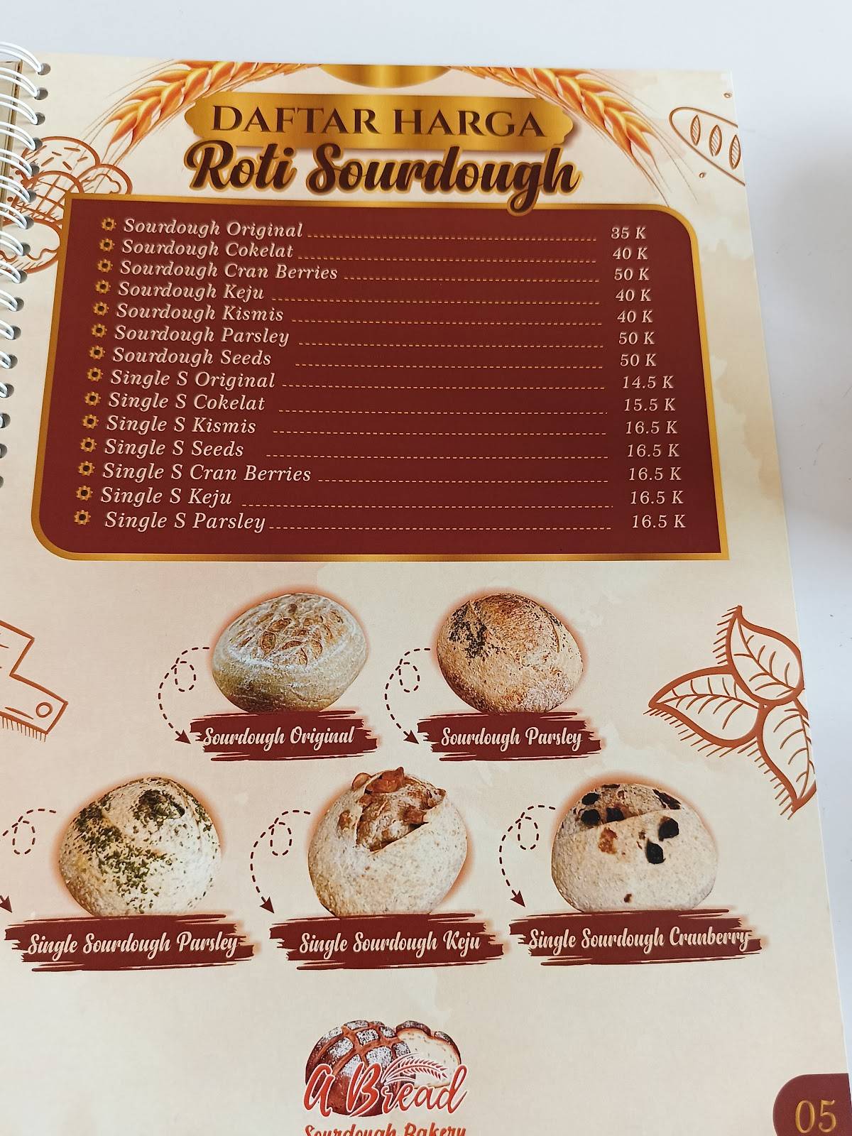 Menu at A Bread Sourdough, Semarang