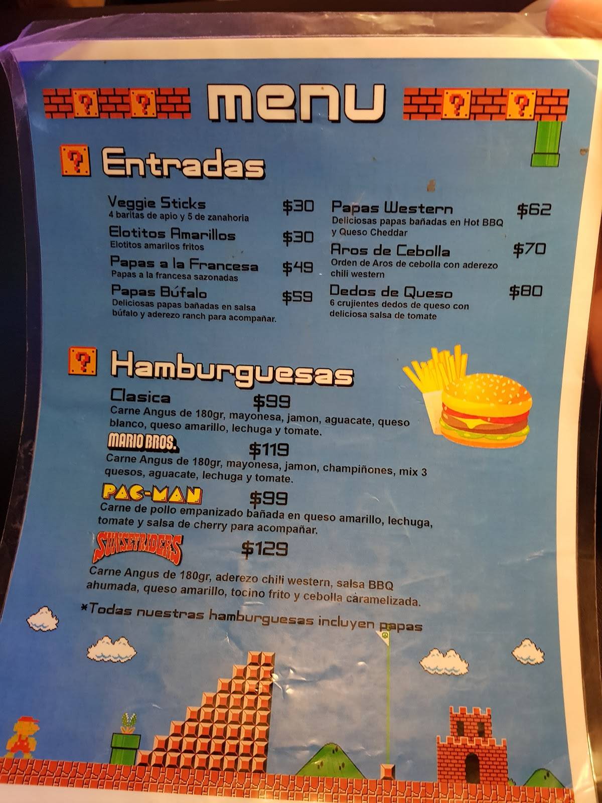 Carta del restaurante ARCADE MONTERREY, Monterrey