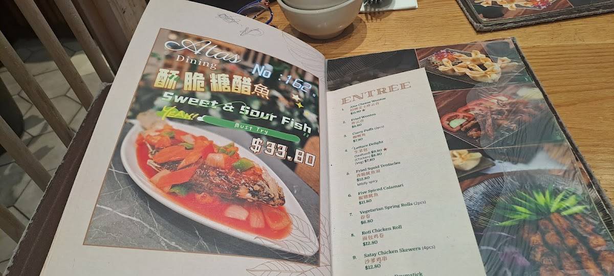 Menu at ATAS Dining Malaysian Kitchen restaurant, Mill Park