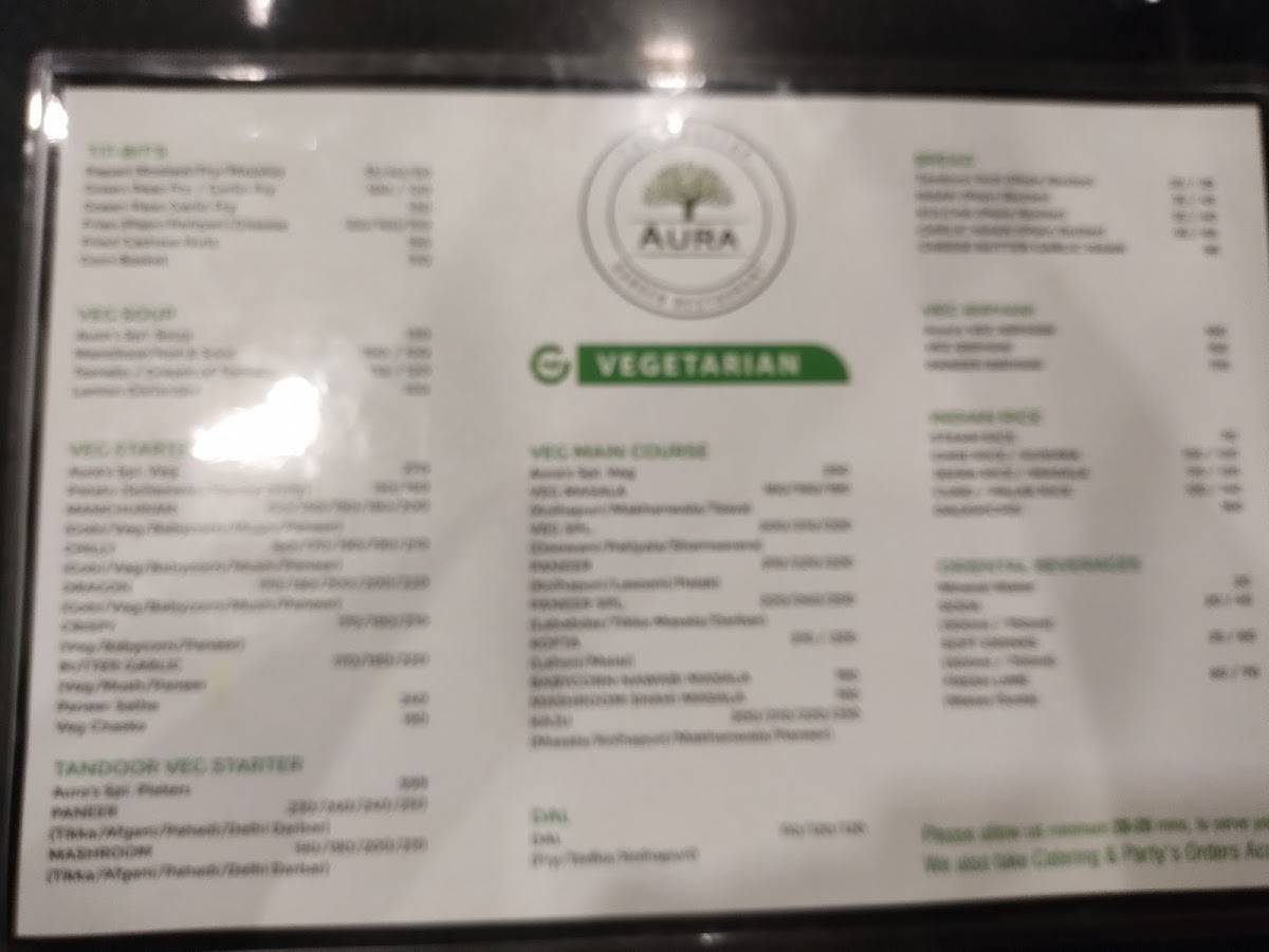 Menu at AURA THE ROOFTOP GARDEN RESTAURANT - best rooftop restaurant in ...