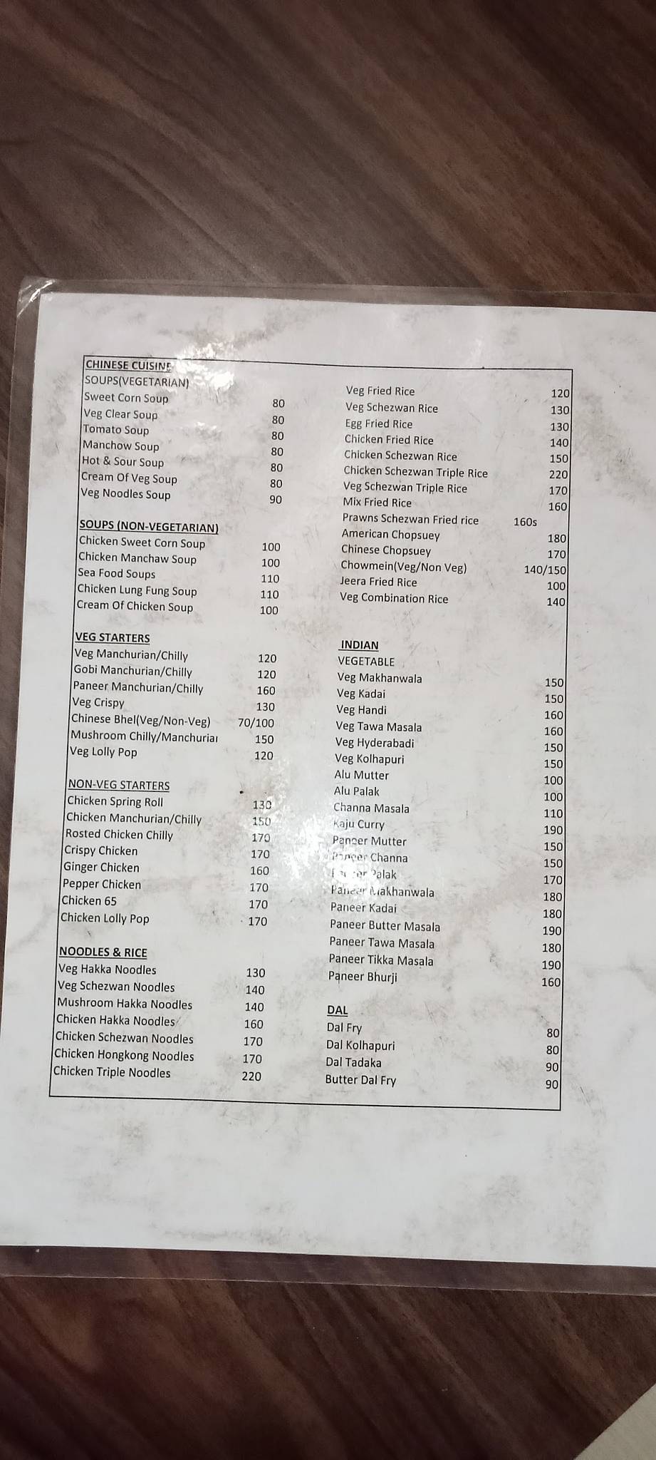 Menu at Aditya Food Court, Verna