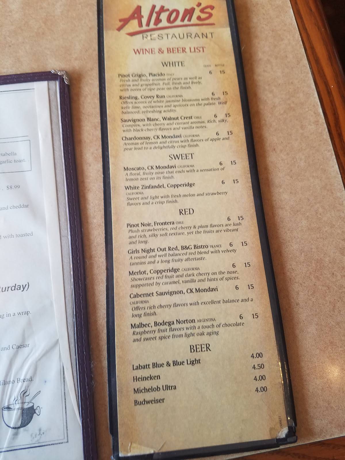 Menu at Alton's Restaurant - Cheektowaga, Buffalo, Walden Ave