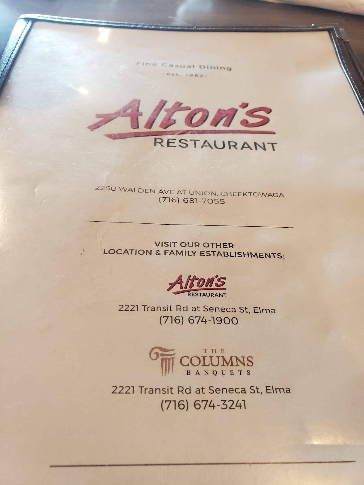 Menu at Alton's Restaurant - Cheektowaga, Buffalo, Walden Ave