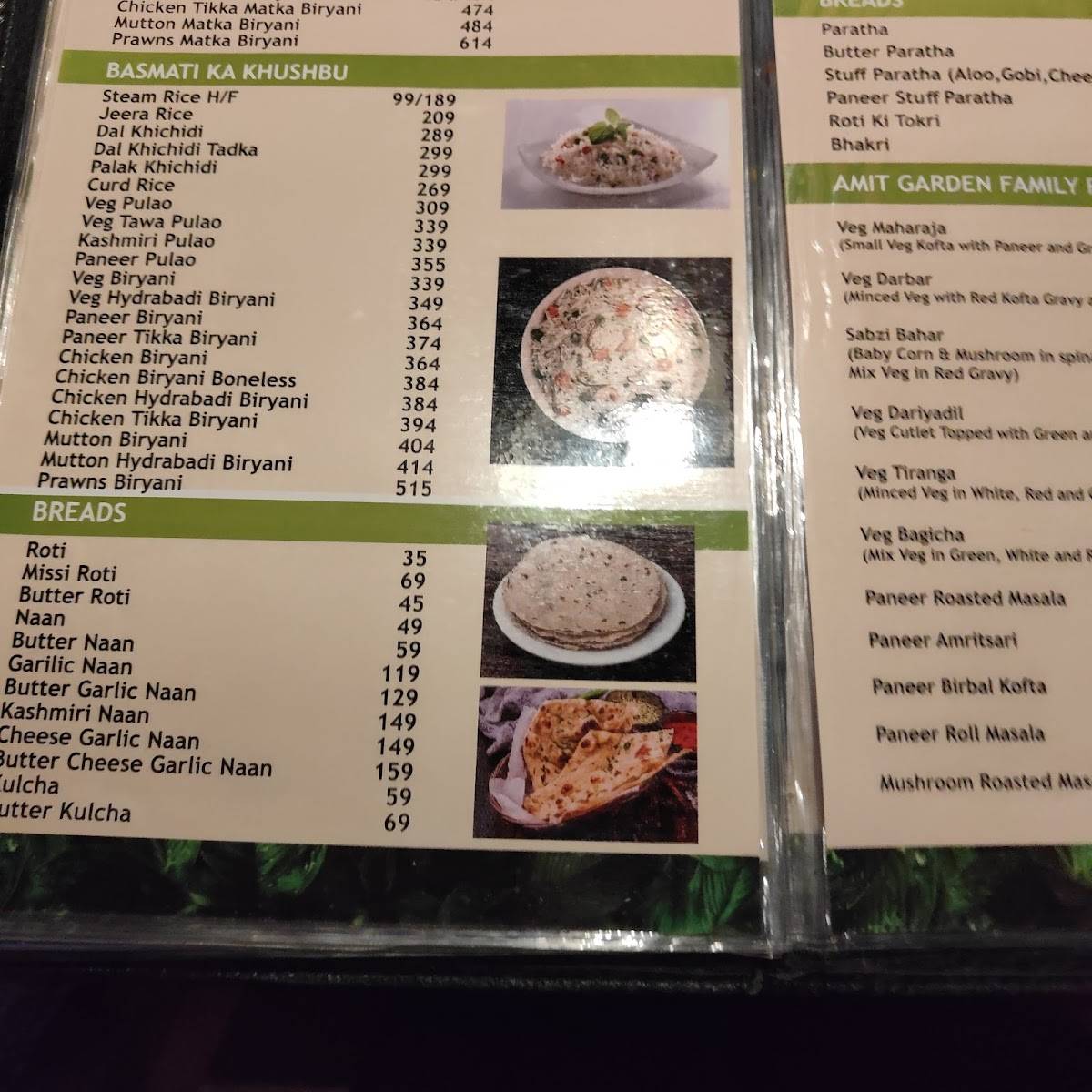 Menu at Amit Garden, Mumbai
