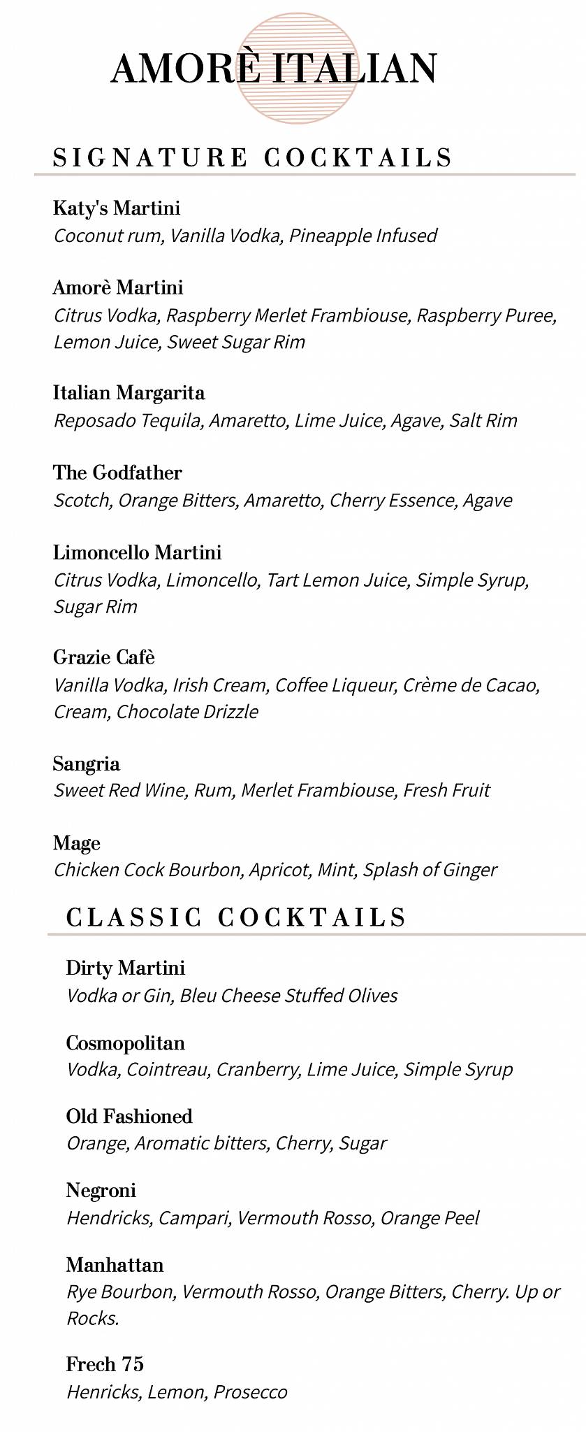 Menu at Amore Fine Italian Ristorante restaurant, Floyds Knobs