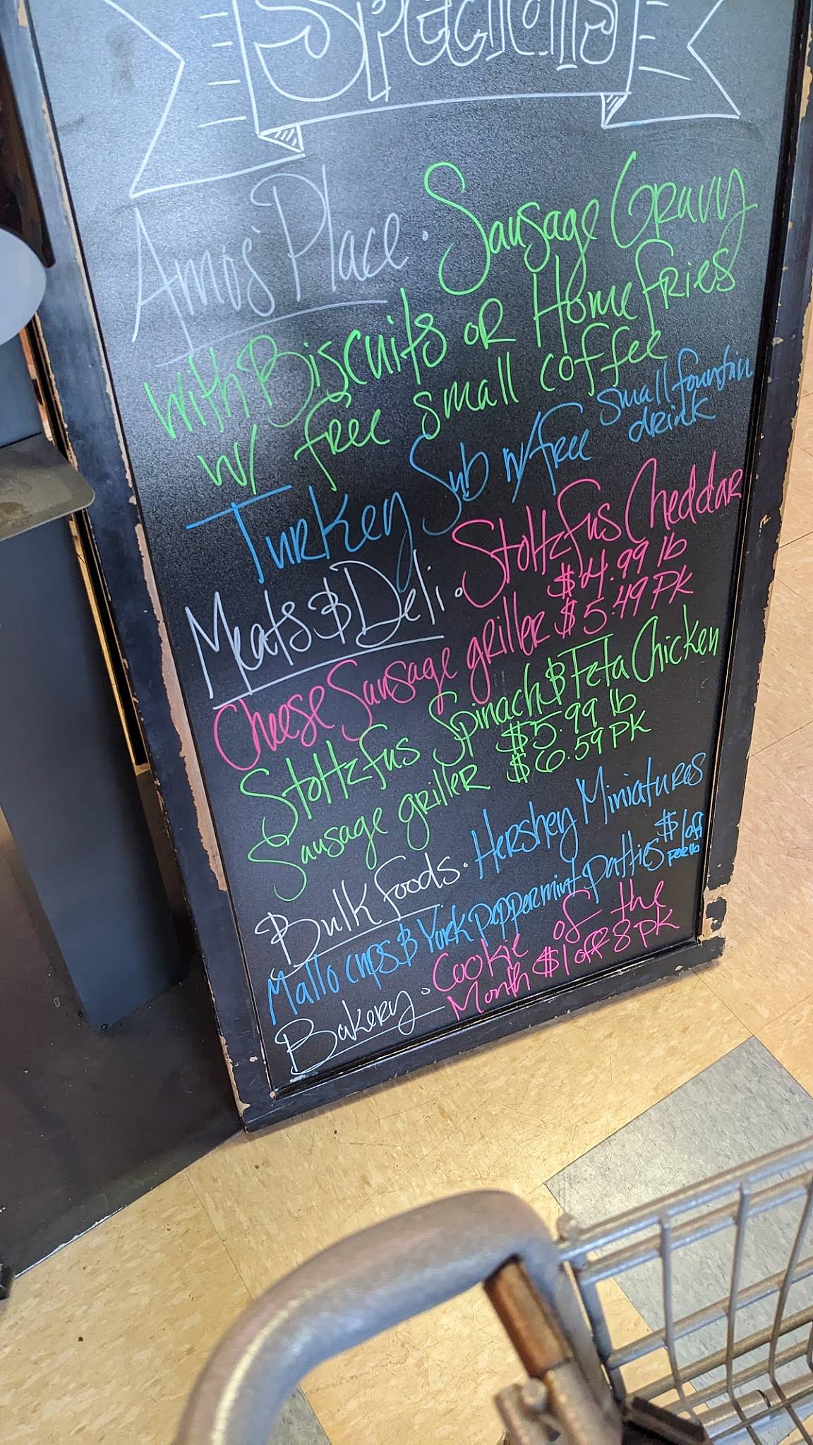 Menu at Amos' Place restaurant, Intercourse, 14 Center St