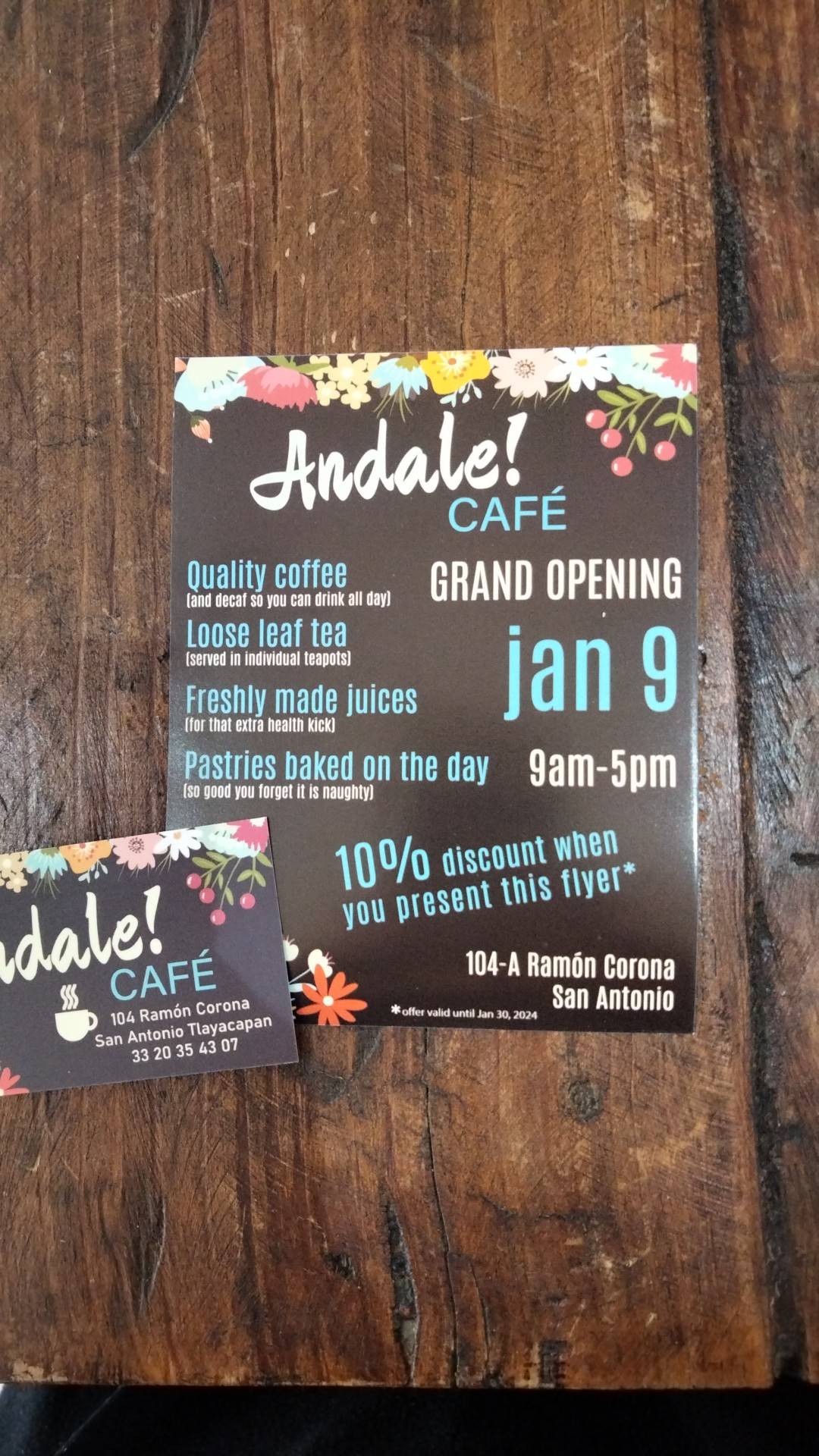 Menu at Andale Café, San Antonio Tlayacapan