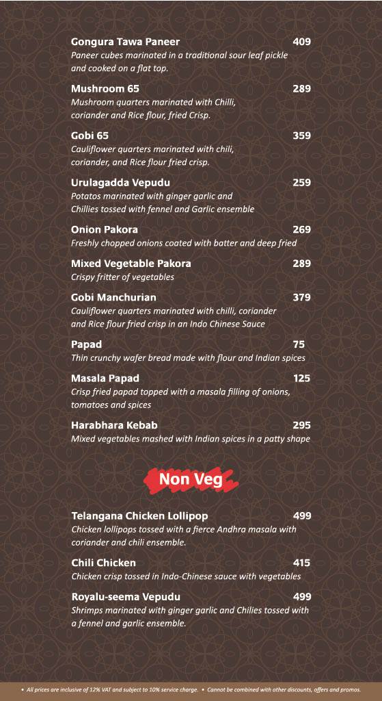 Menu at Annapoorna restaurant, Mandaluyong