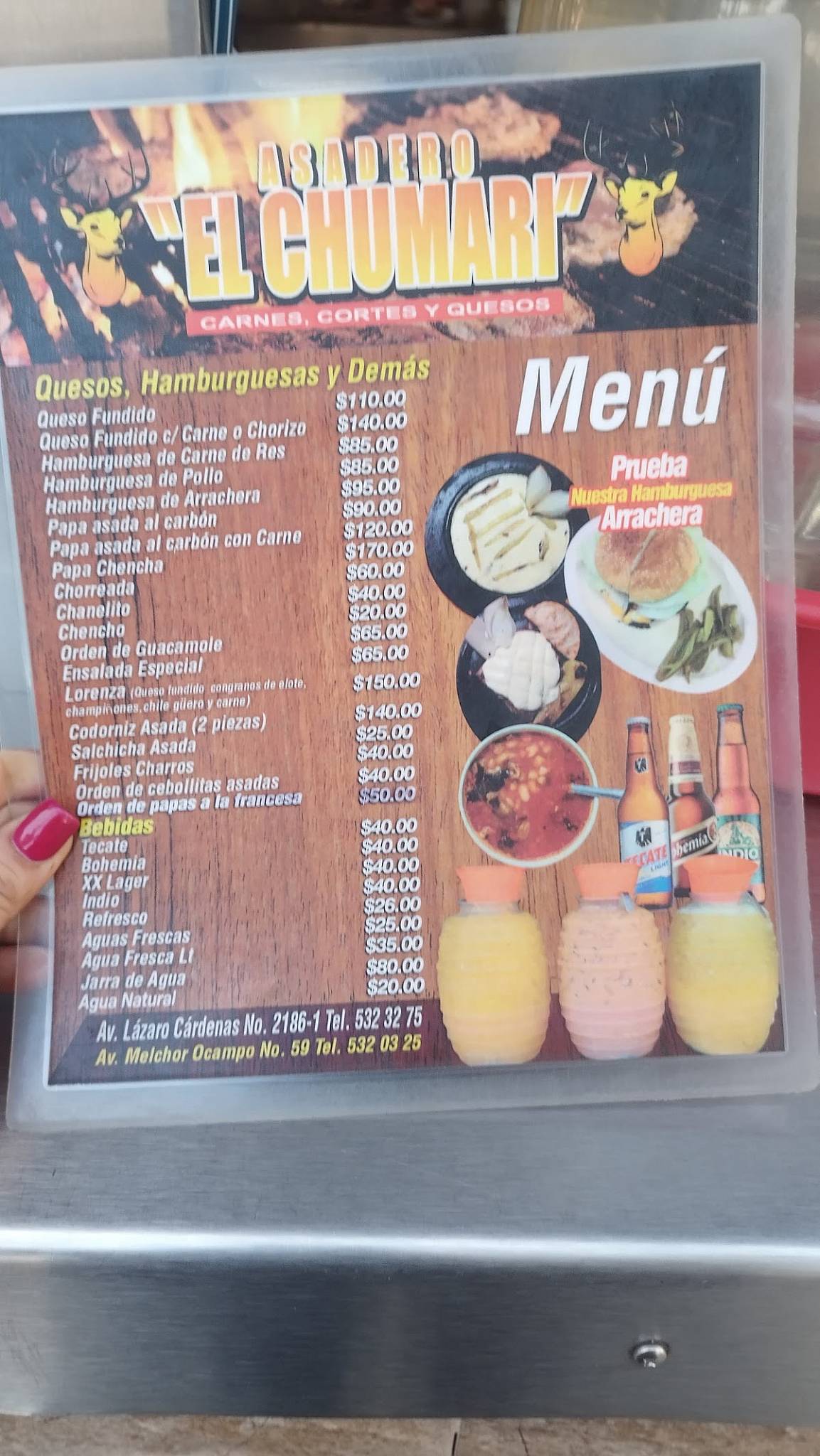 Carta del restaurante Asadero Chumari 1, Lázaro Cárdenas