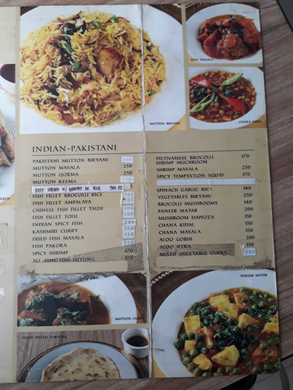 Menu at Assad Cafe Restaurant and Mini Mart, Manila