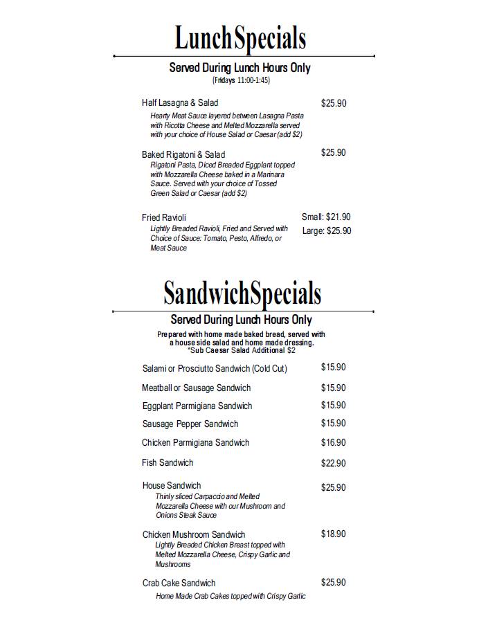 Menu at Assaggio Kailua restaurant, Kailua, 354 Uluniu St #101