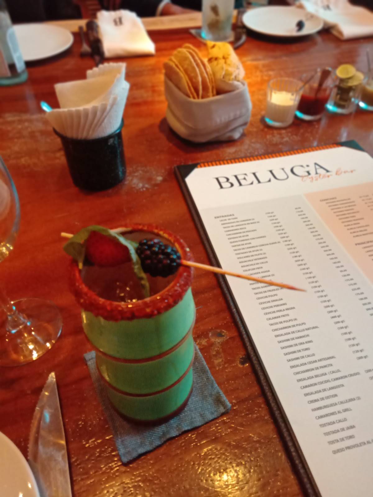 Carta del restaurante Beluga, Guadalajara